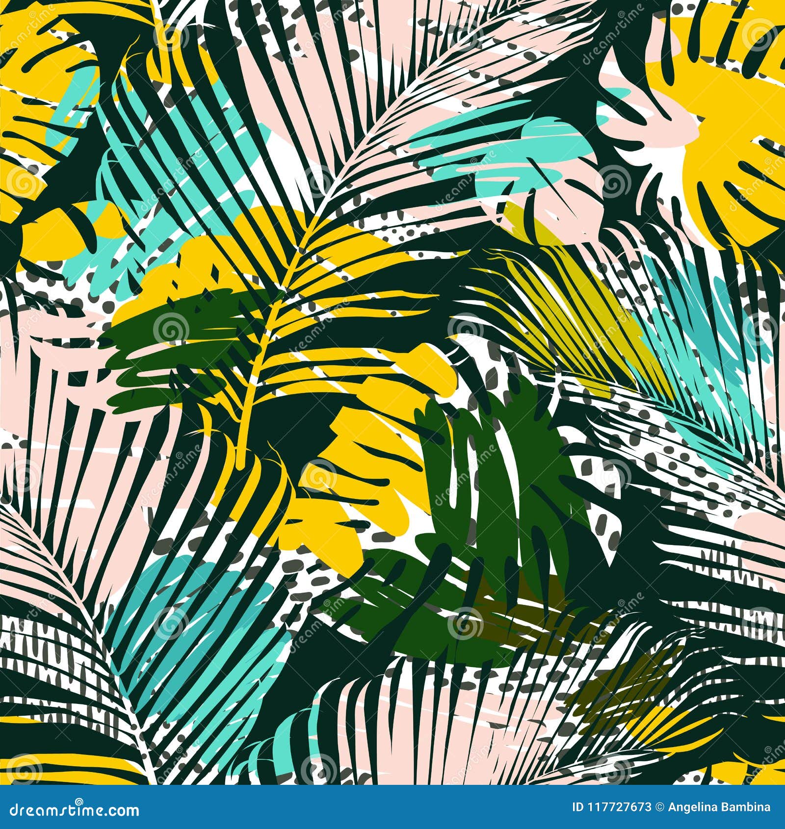 Tribal Seamless Pattern with Abstract Leaves Hand Draw Texture. Vector ...