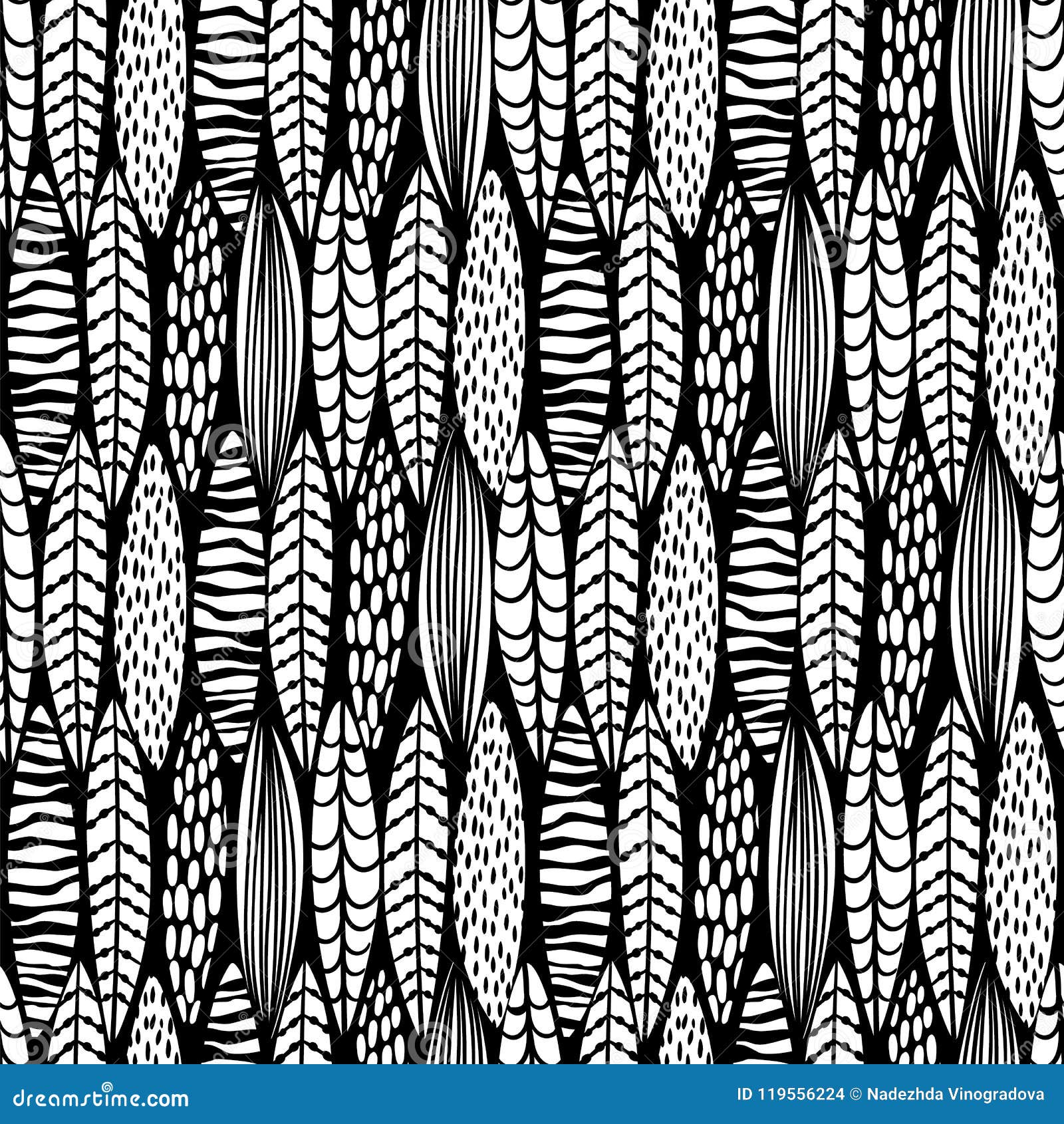 Tribal Seamless Pattern with Abstract Leaves. Stock Vector ...