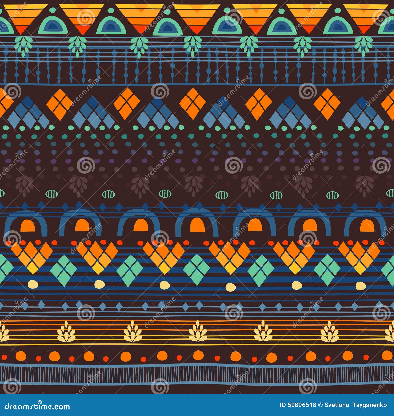 Tribal seamless pattern. stock vector. Illustration of contrast - 59896518