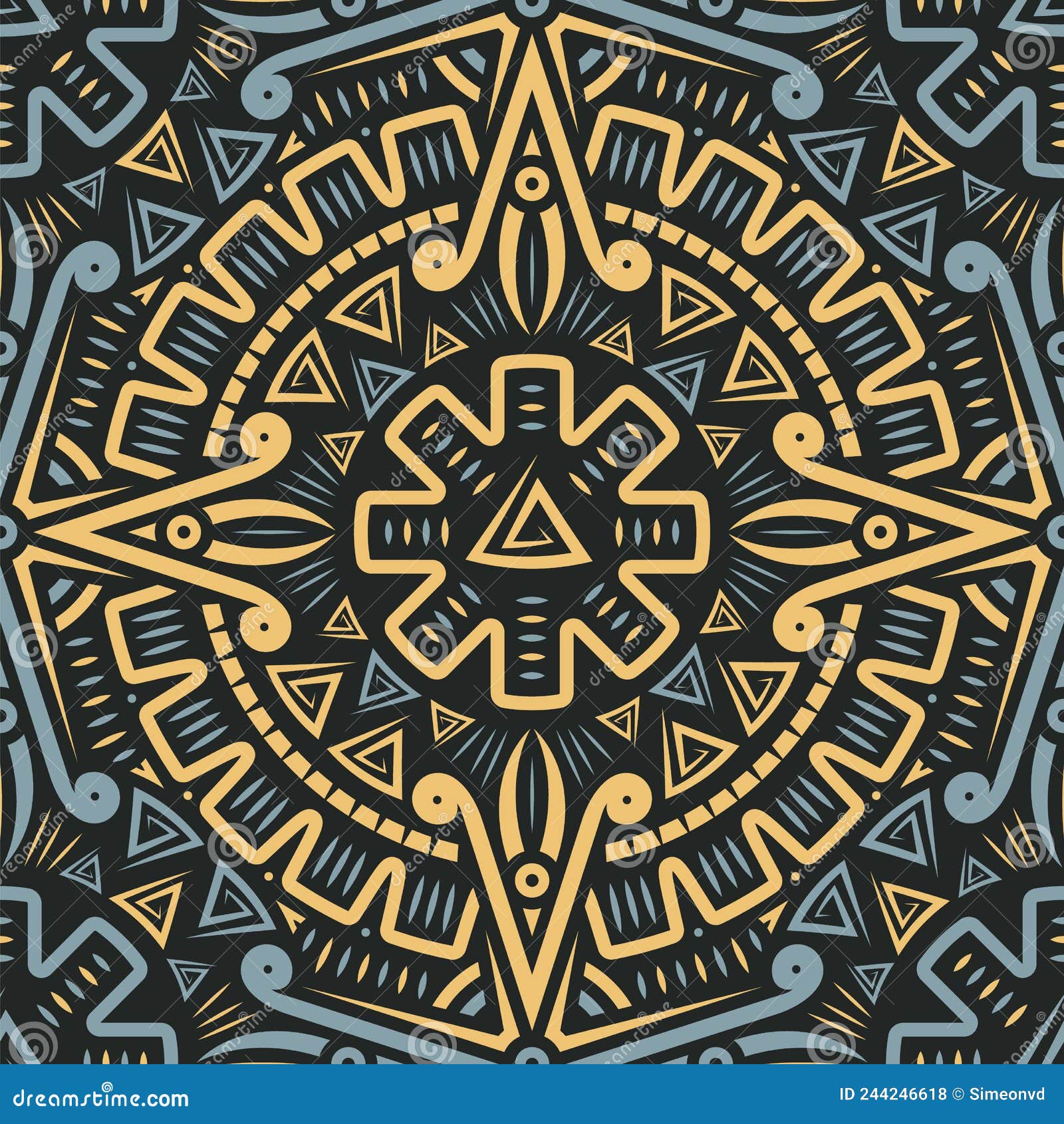 Tribal Seamless Pattern. Ethnic Geometric Vector Background. Aztec or ...