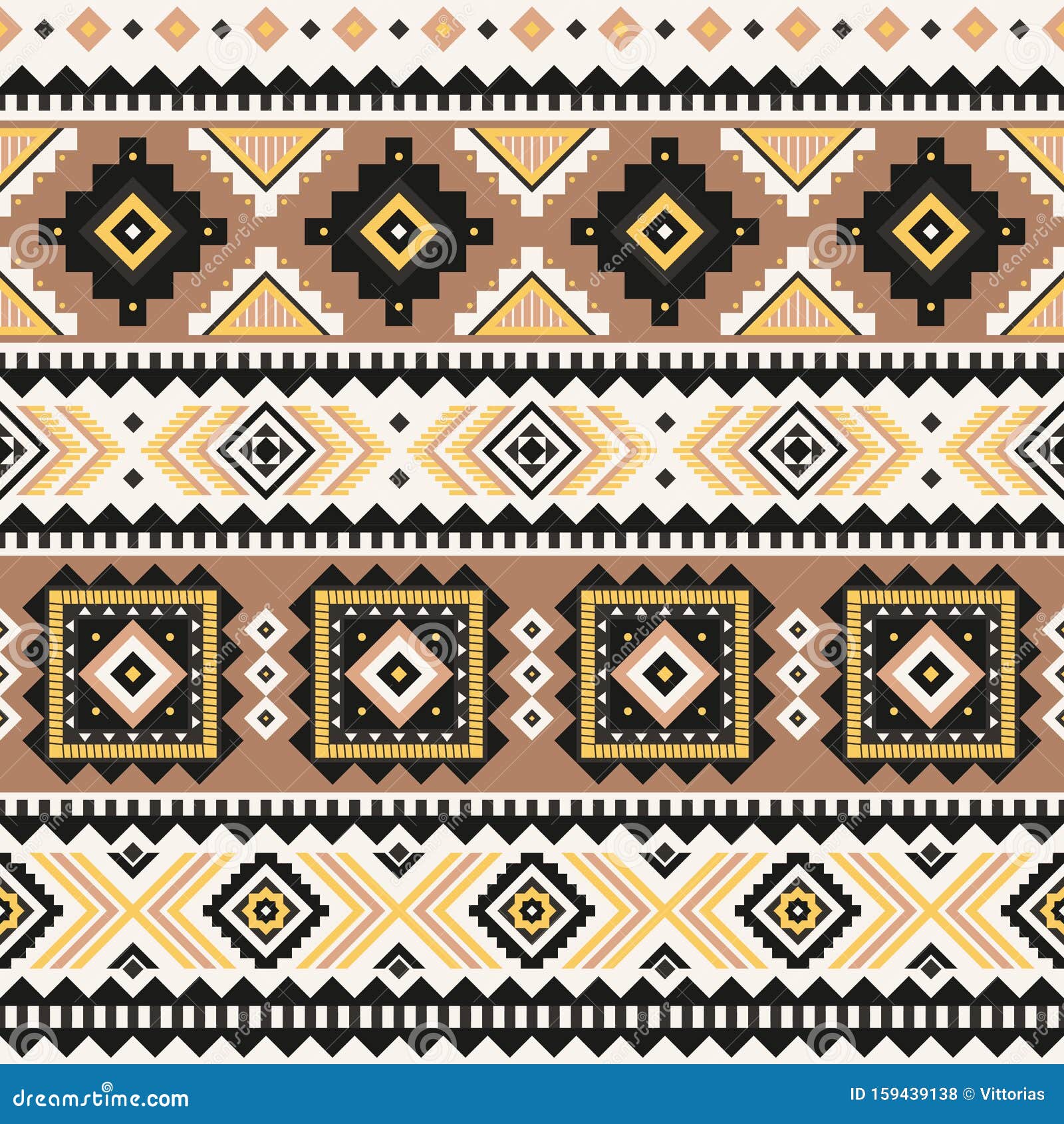 Tribal Aztec Geometric Seamless Pattern Stock Vector - Illustration of ...