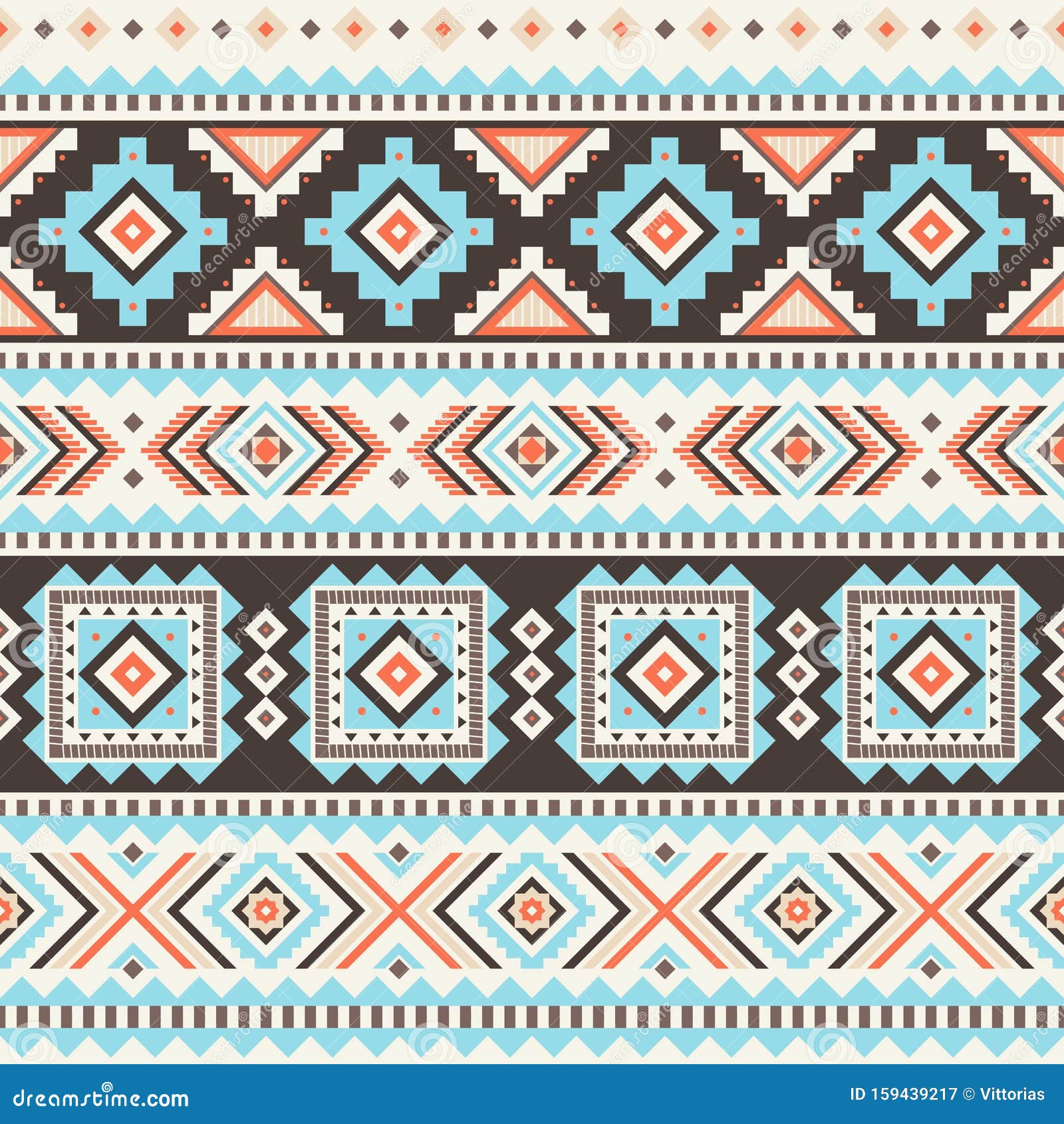 Tribal Aztec Geometric Seamless Pattern Stock Vector - Illustration of ...