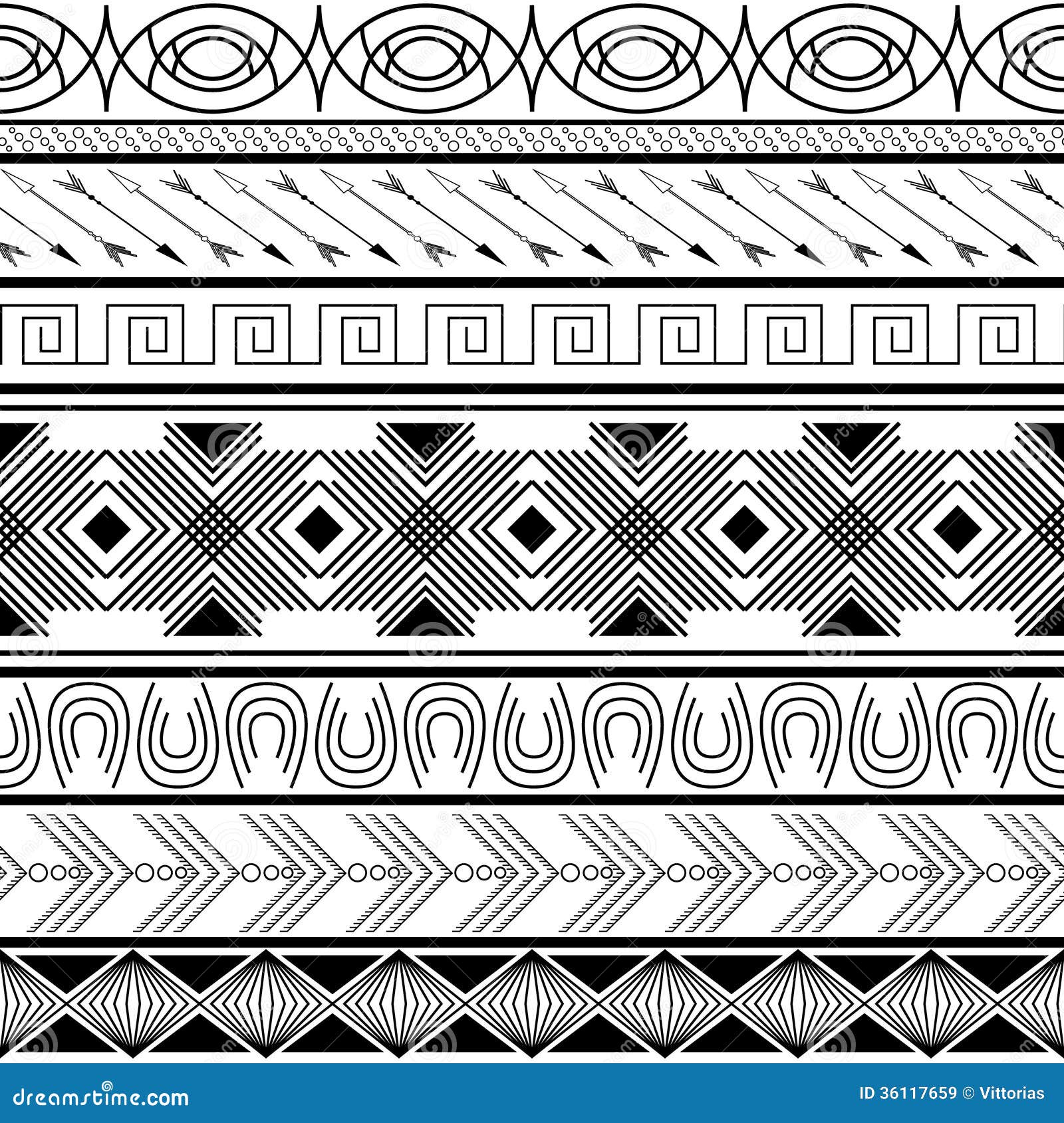 Tribal Striped Seamless Pattern. Stock Vector - Illustration of ancient ...