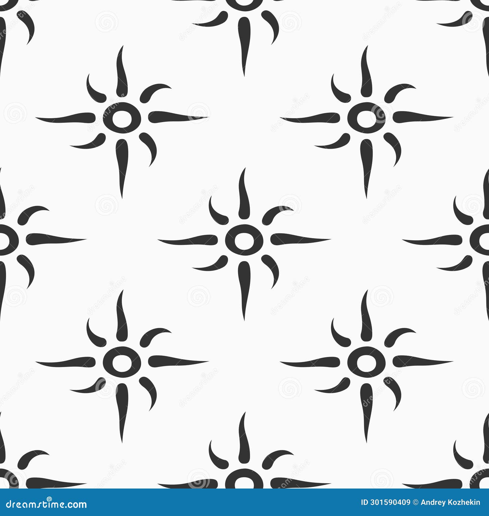 Tribal Sun Symbol Seamless Pattern Isolated on White Background Stock ...