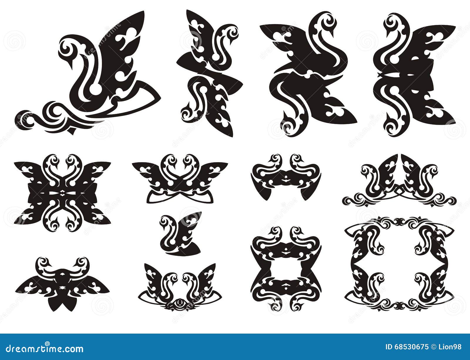 Tribal swan symbols stock vector. Illustration of icon - 68530675