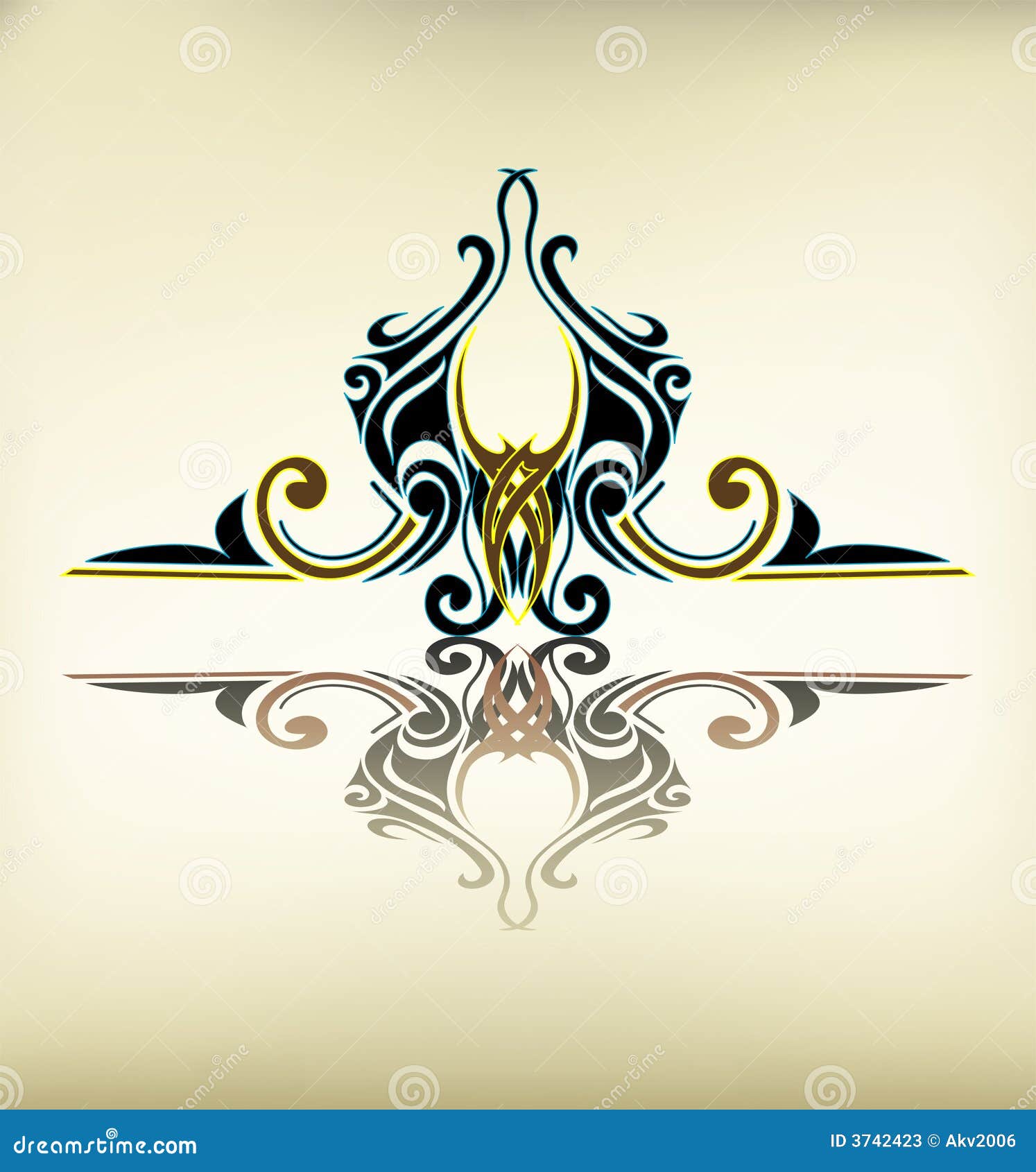 Tribal Swirl Rectangular Frame Cartoon Vector | CartoonDealer.com #34277511