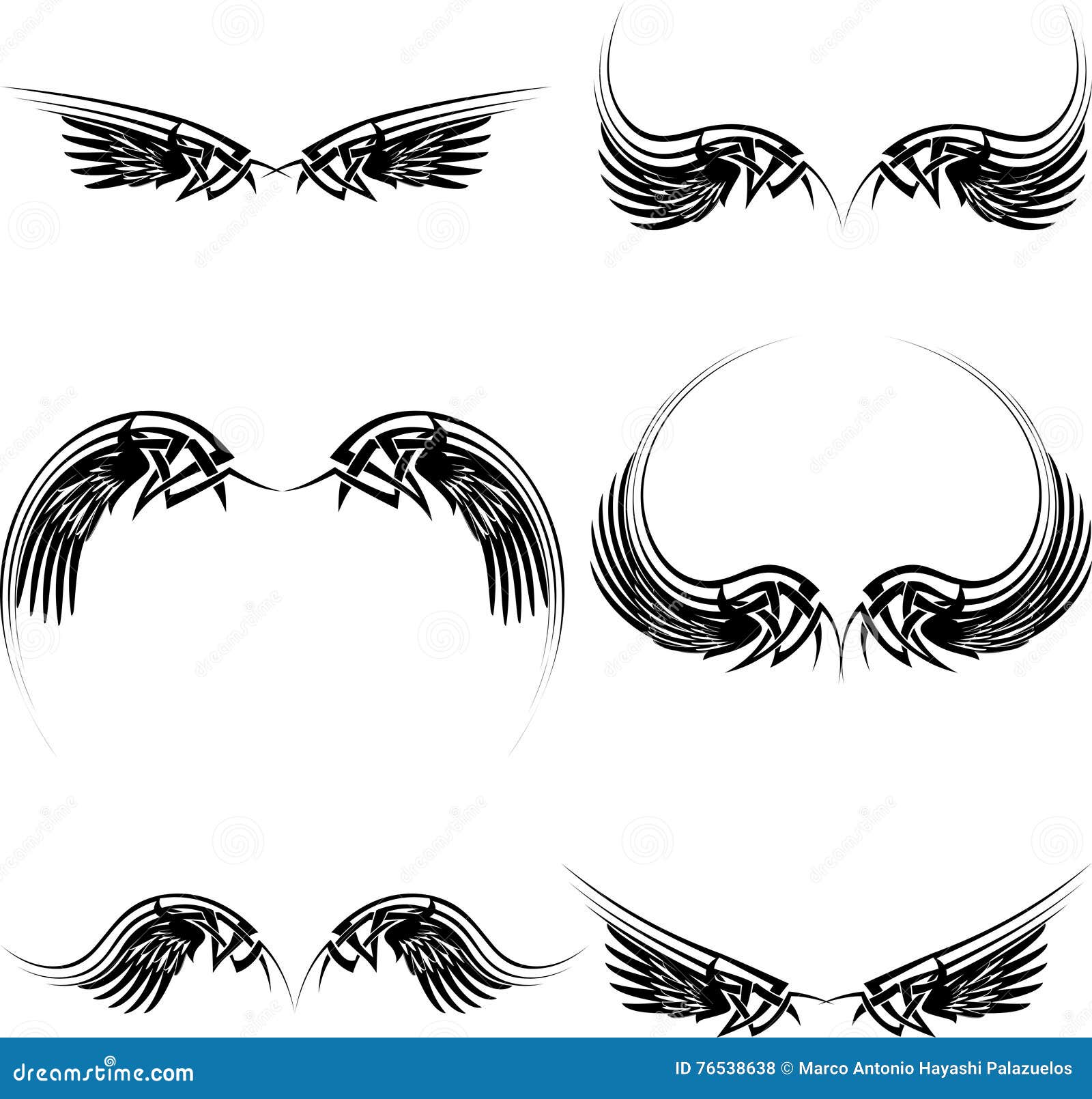Tribal Tattoo Black Wings Set Stock Vector - Illustration of wings ...