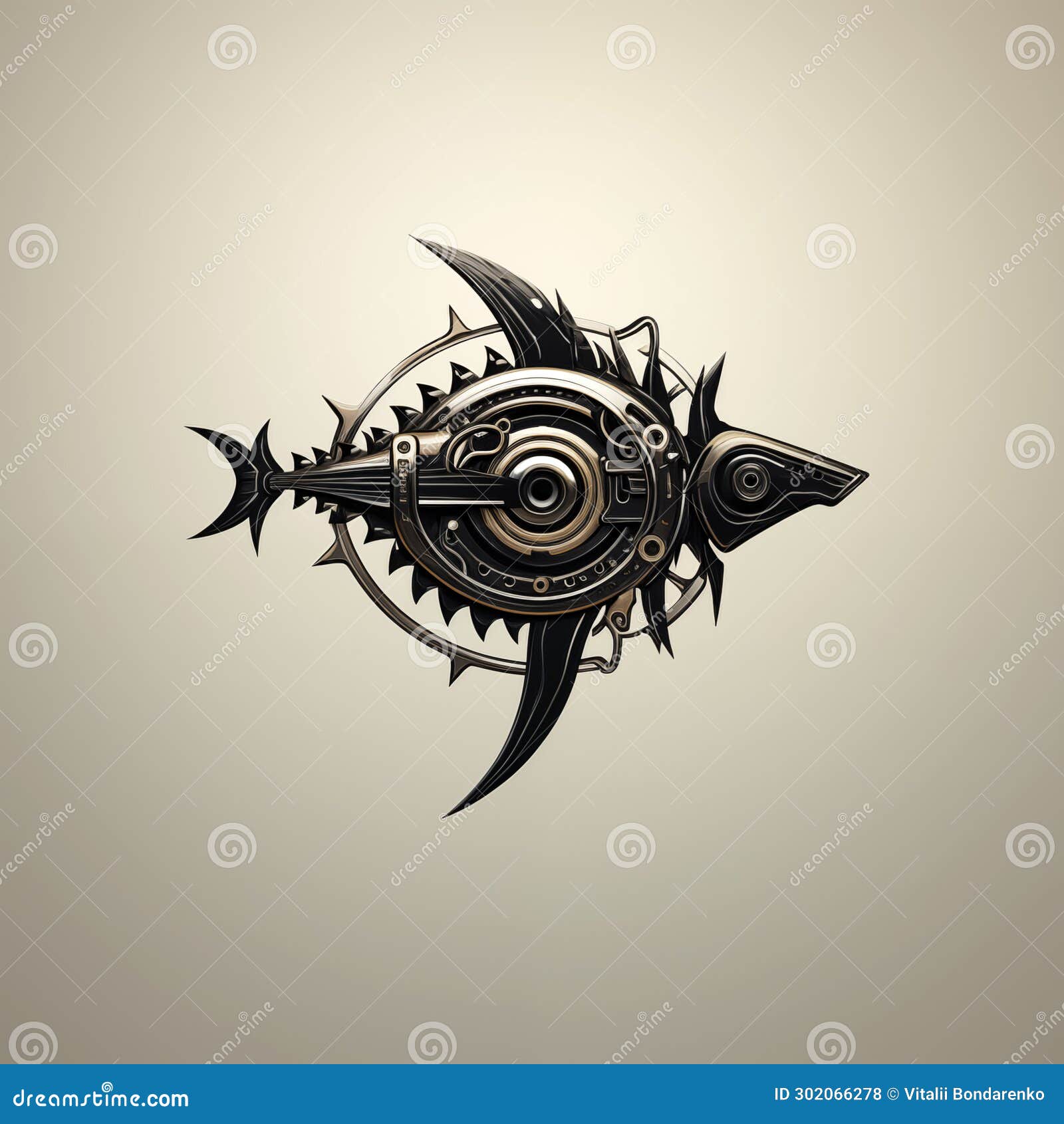 Tribal Tattoo Design Element with Fish Head. Stock Illustration ...