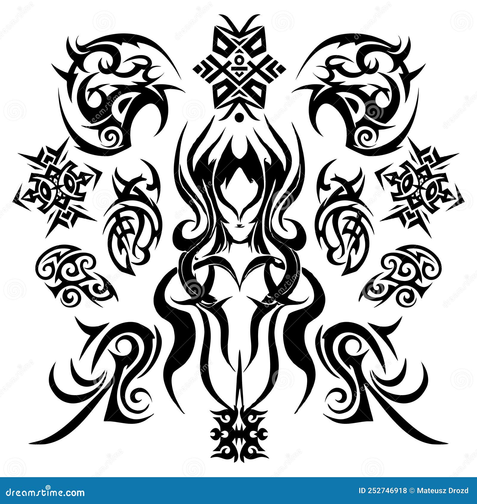 Tribal Tattoo Design Elements Set Pack Stock Vector - Illustration of ...