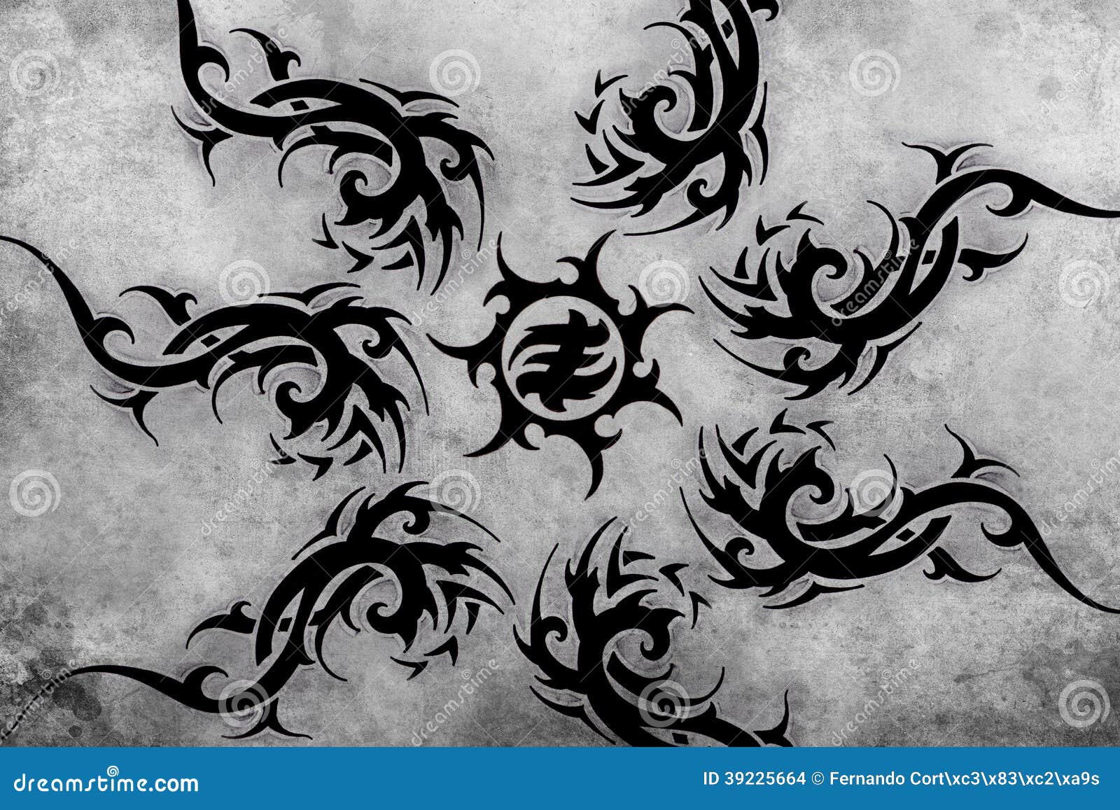 Tribal Tattoo Design Over Grey Background Stock Illustration ...