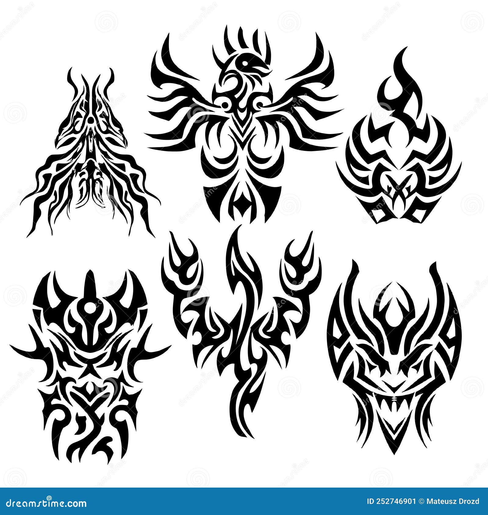 Tribal Tattoo Totemic Design Elements Set Pack Stock Vector ...