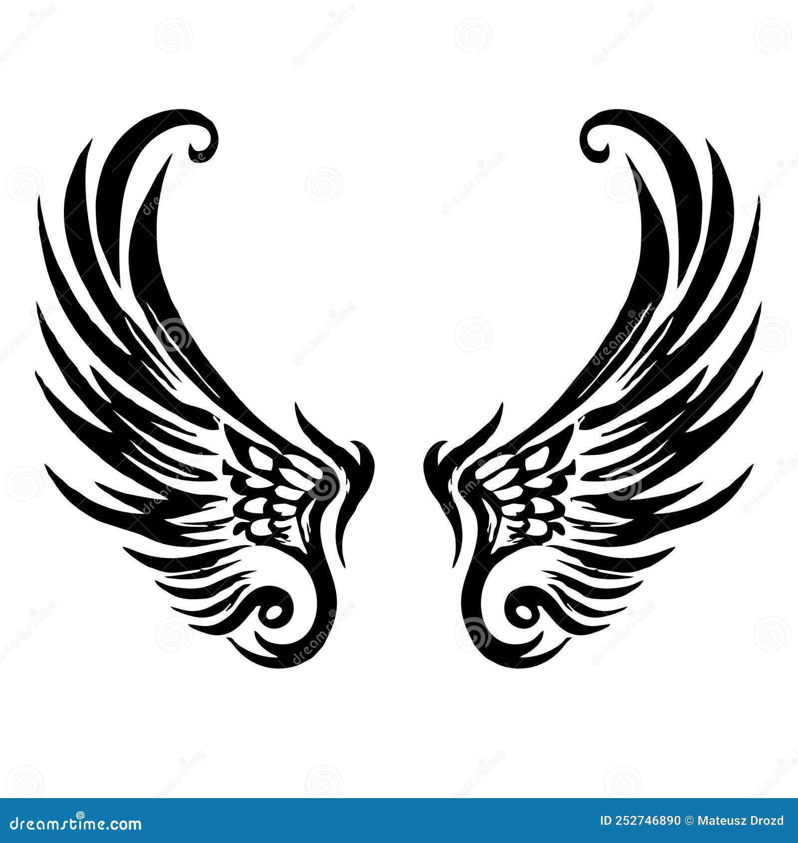 Tribal Tattoo Wings Design Elements Set Pack Stock Vector ...