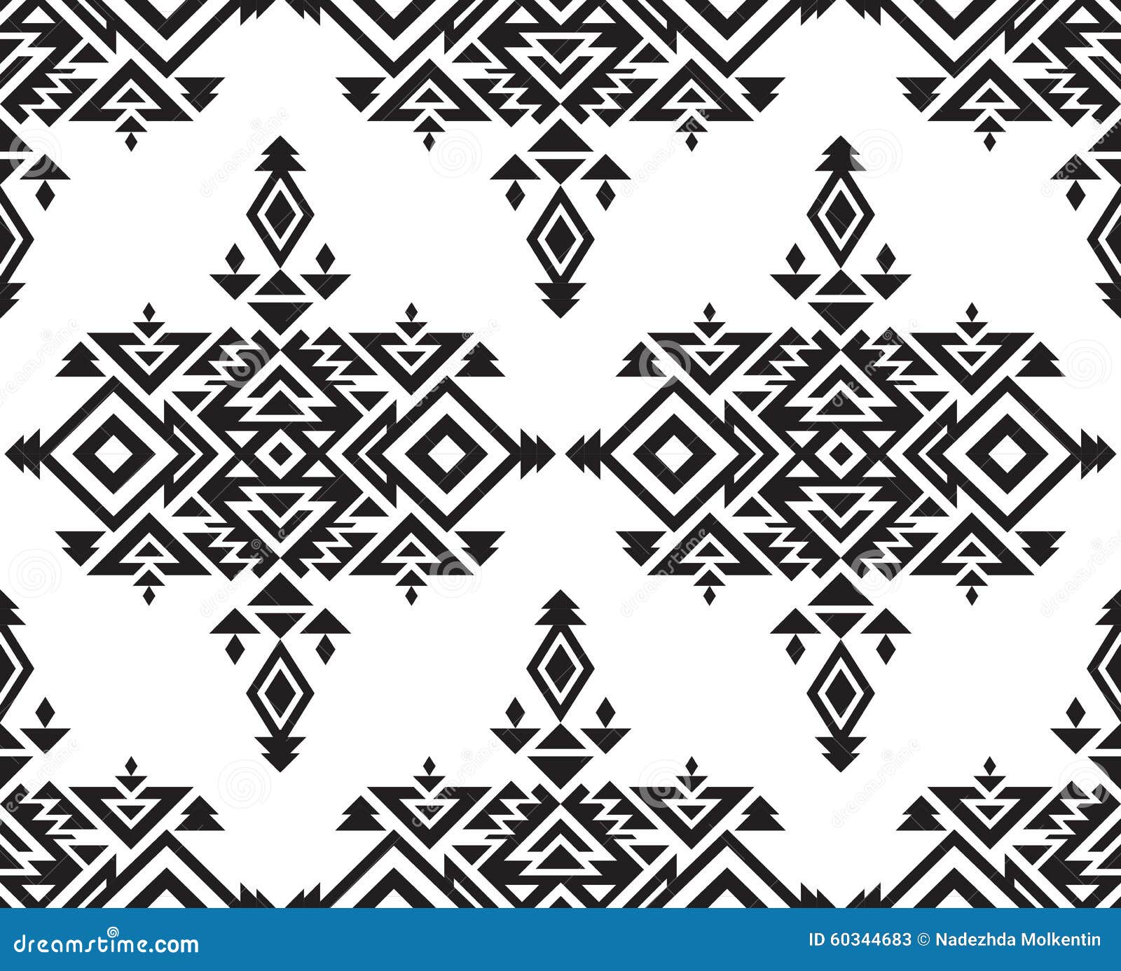 Tribal Vector Black and White Seamless Pattern Stock Vector ...
