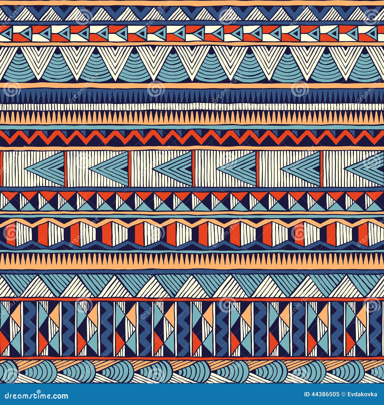 Tribal Vector Seamless Pattern. Hand Drawn Abstract Background ...