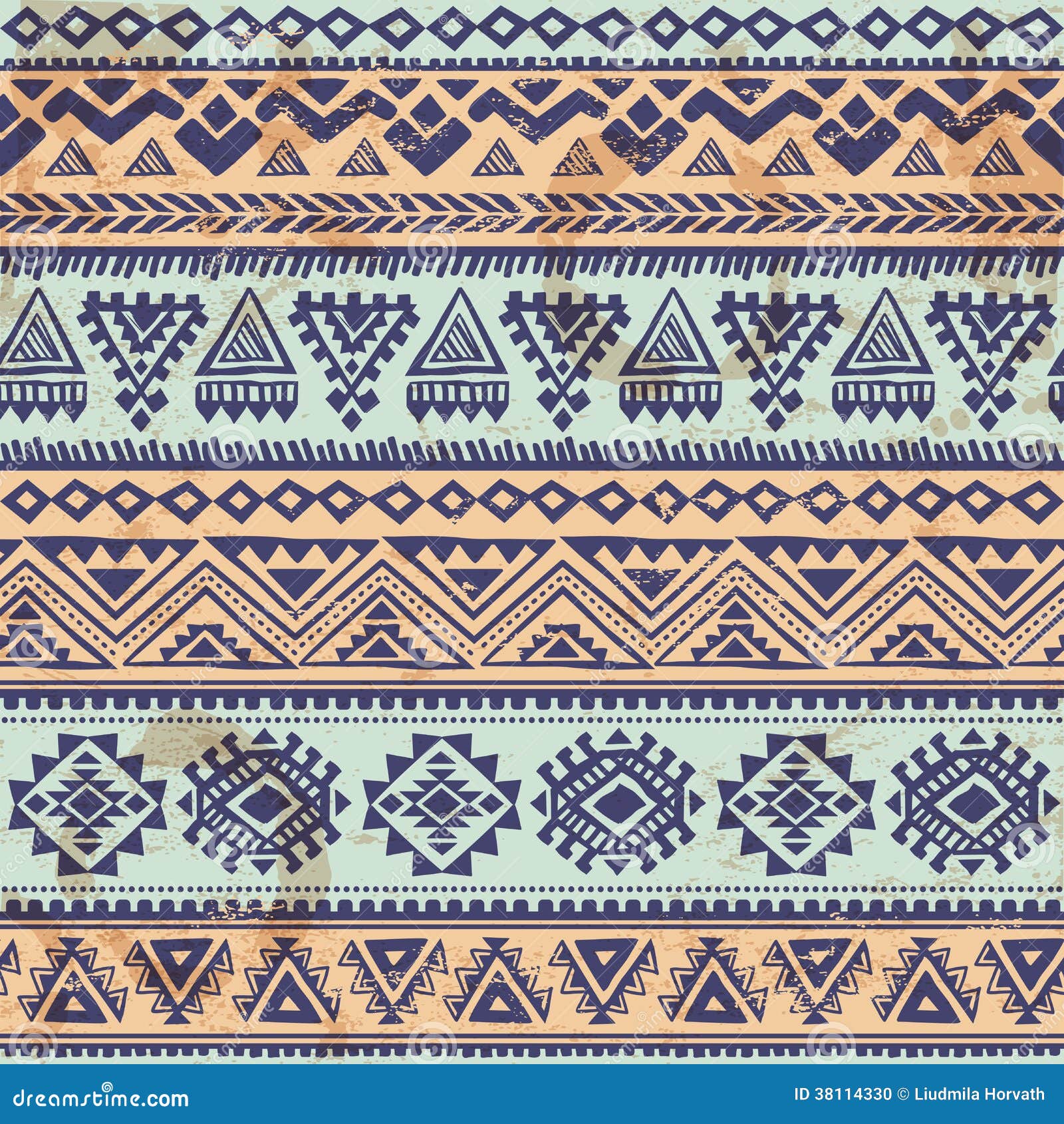 Tribal Vintage Ethnic Seamless Stock Illustration - Illustration of ...