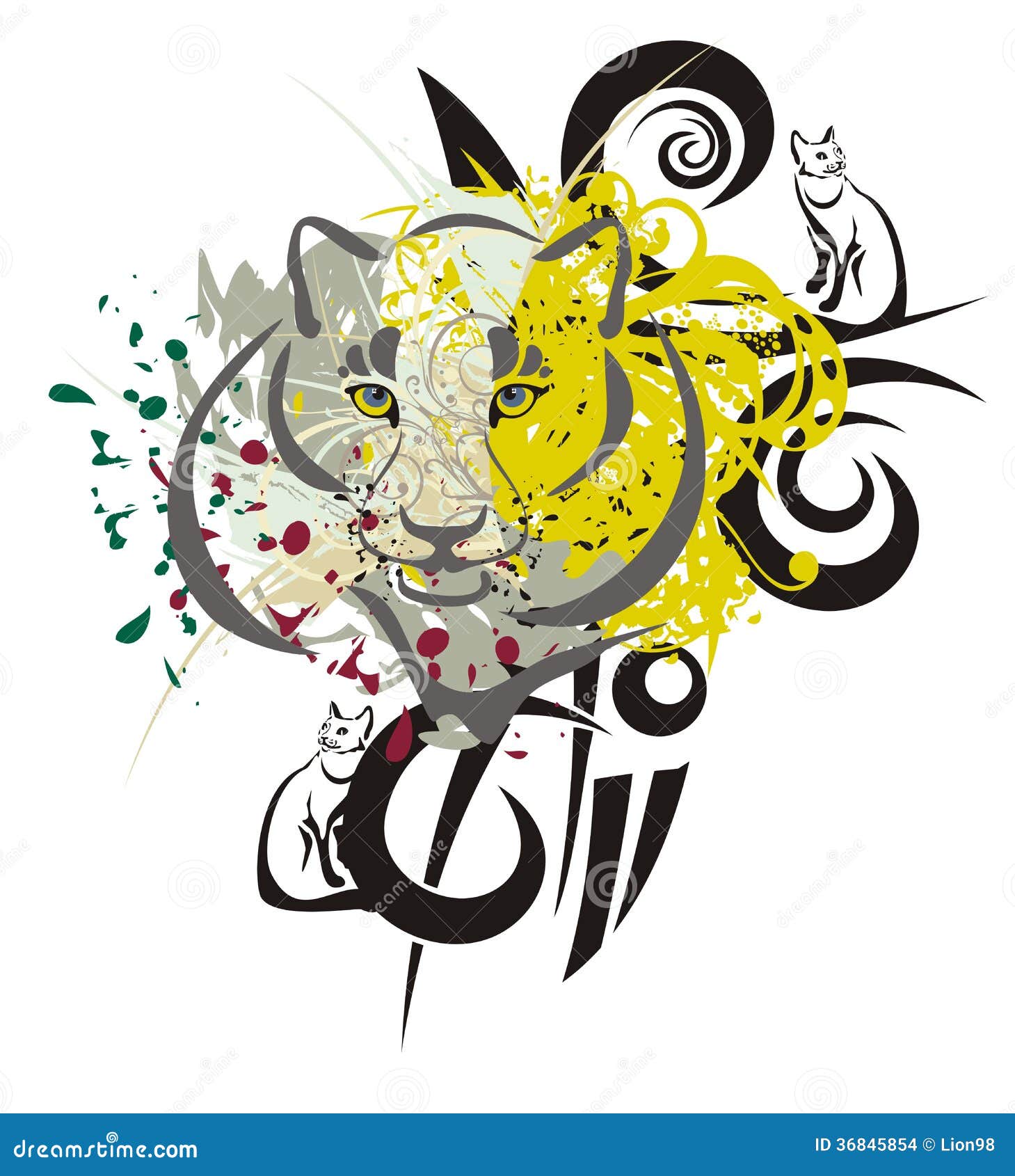 Tribal wild cat stock vector. Illustration of nature - 36845854