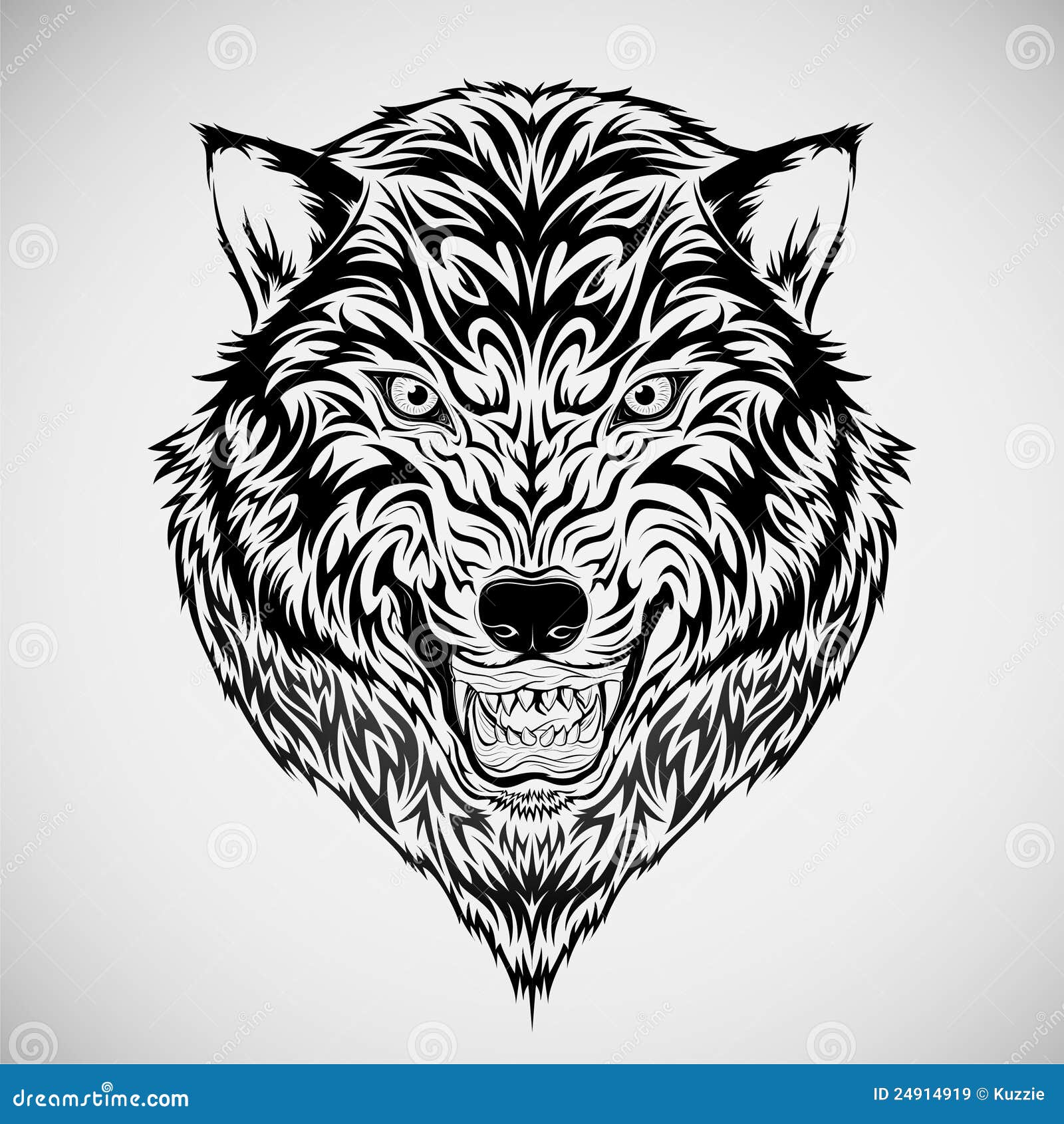 Tribal Wolf Symbols. Black On The White Vector Illustration ...