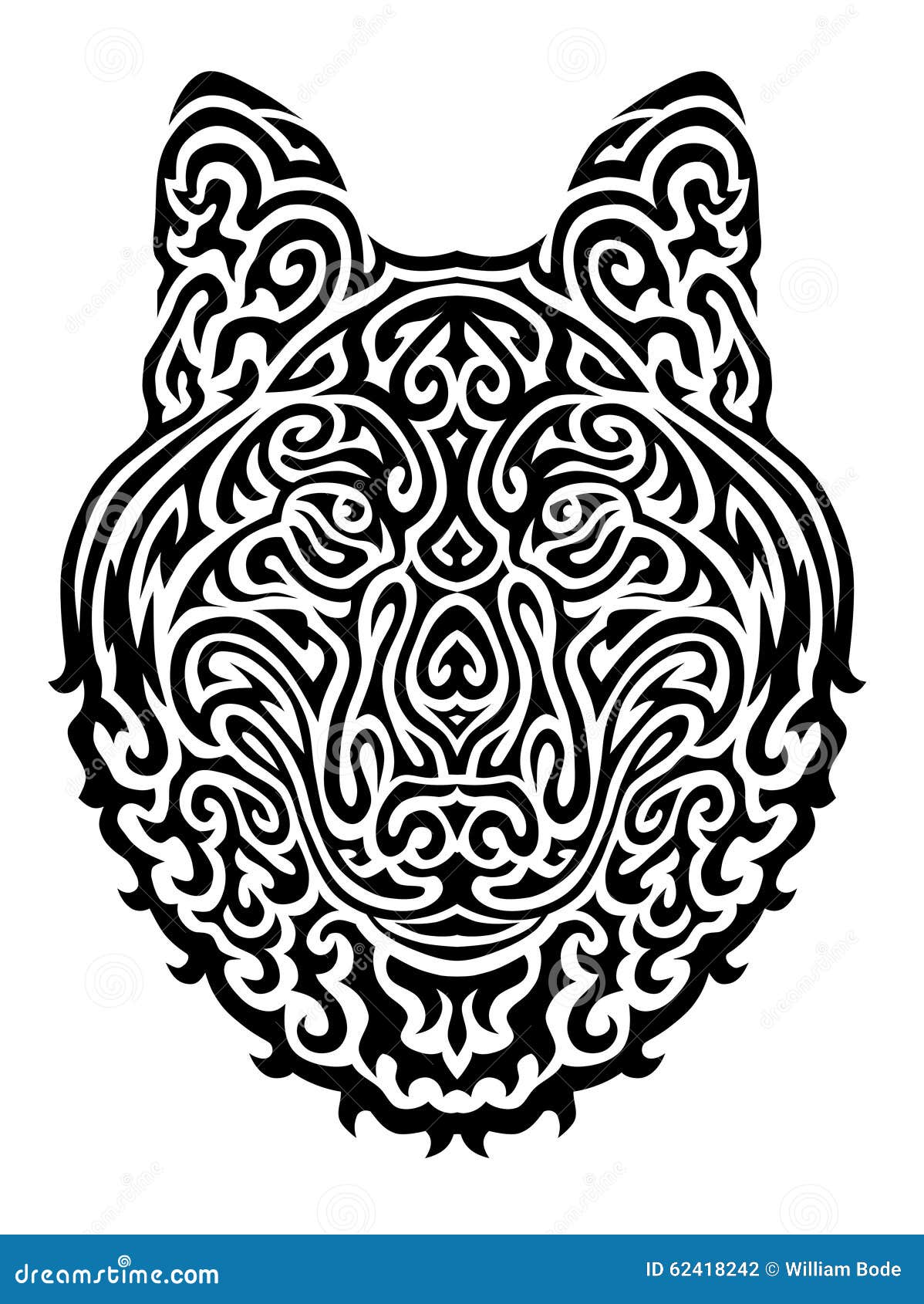 Tribal Wolf Vector Illustration Stock Vector - Illustration of fluffy ...