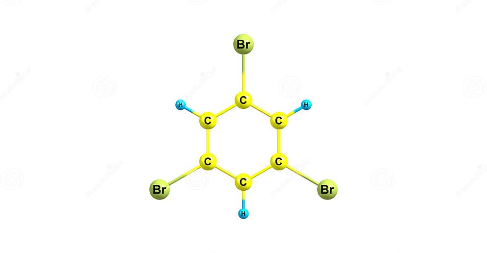 1,3,5-Tribromobenzene Molecular Structure Isolated on White Stock ...