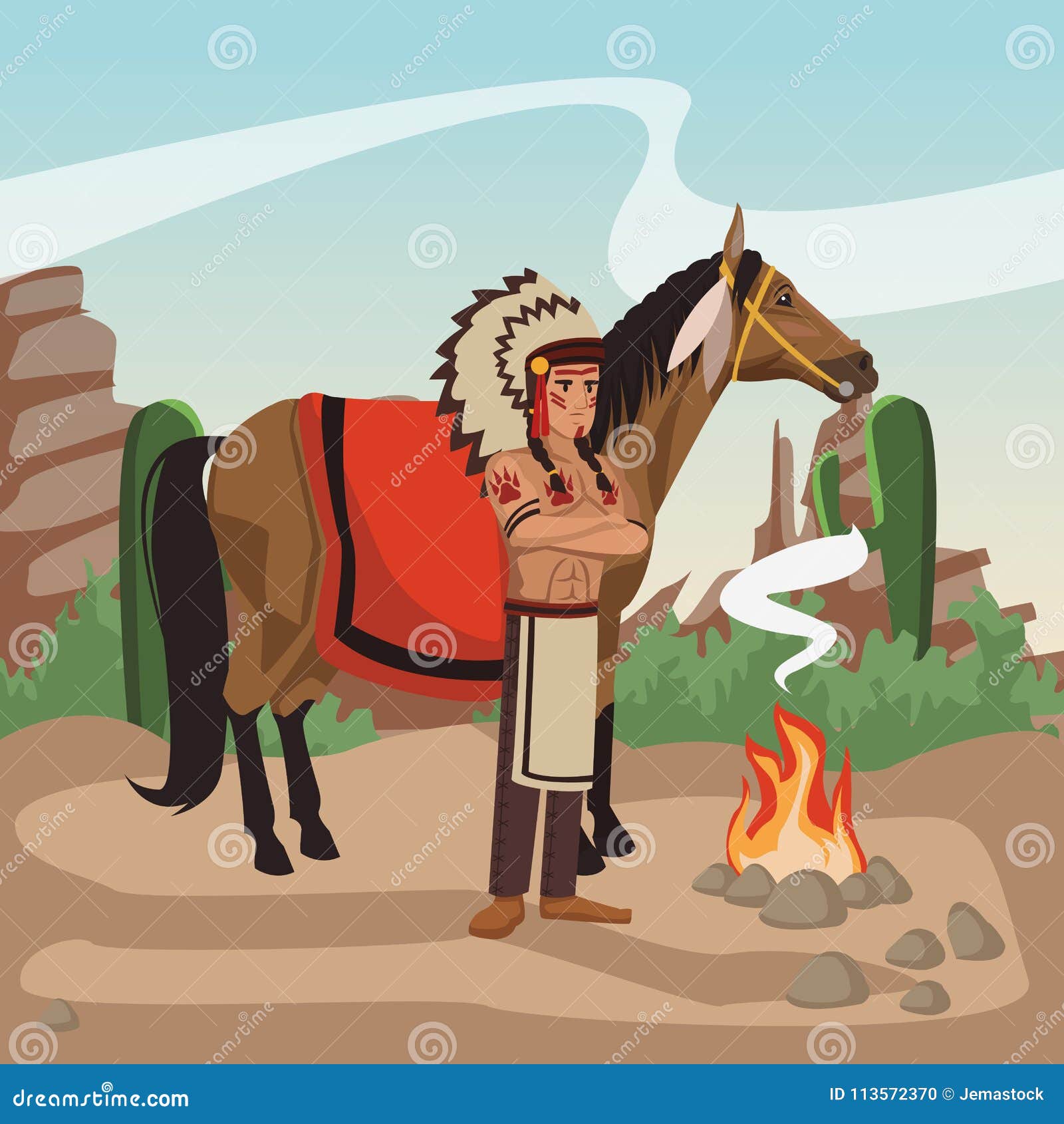 Tribu Indienne De Guerriers Illustration de Vecteur - Illustration du ...