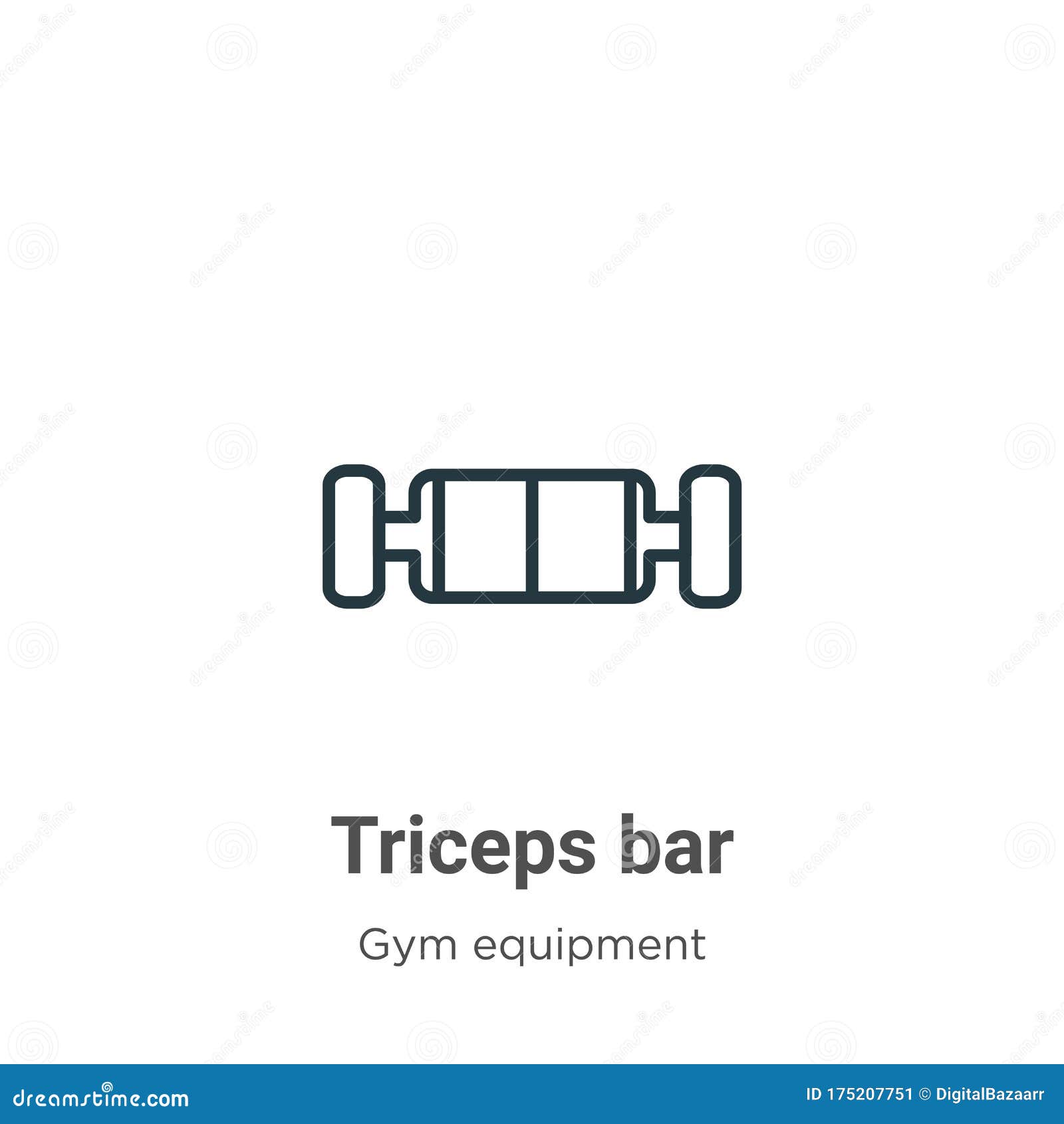 Triceps Bar Outline Vector Icon. Thin Line Black Triceps Bar Icon, Flat ...