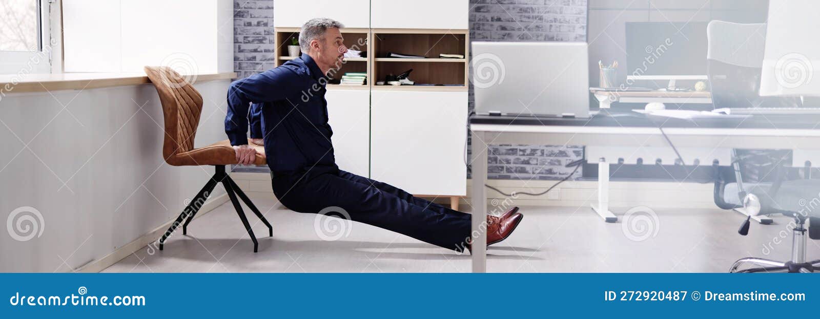 Triceps Dip Office Desk Chair Workout Stock Image - Image of triceps ...