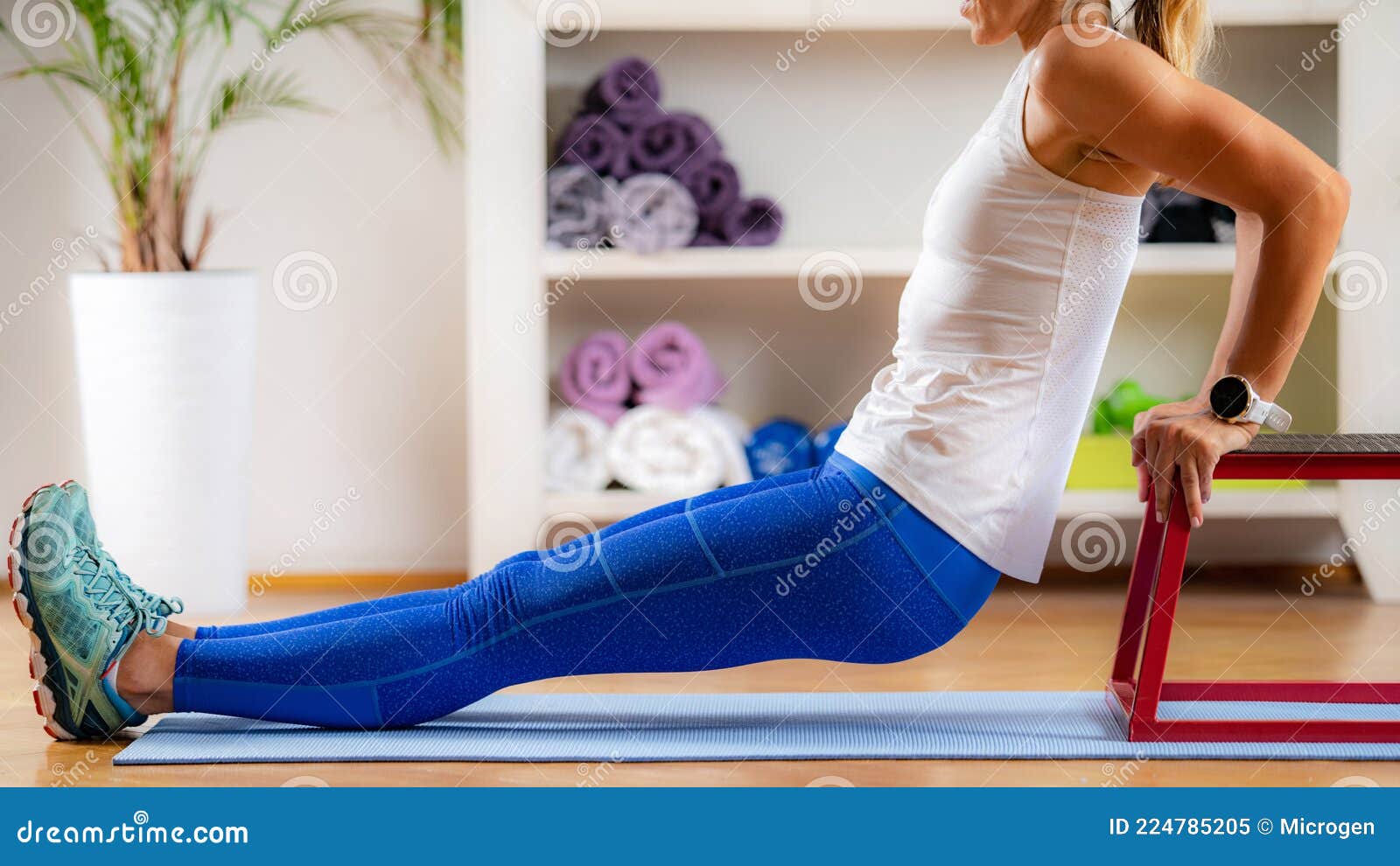 Triceps Dips on Jumping Stool Stock Image - Image of strength ...