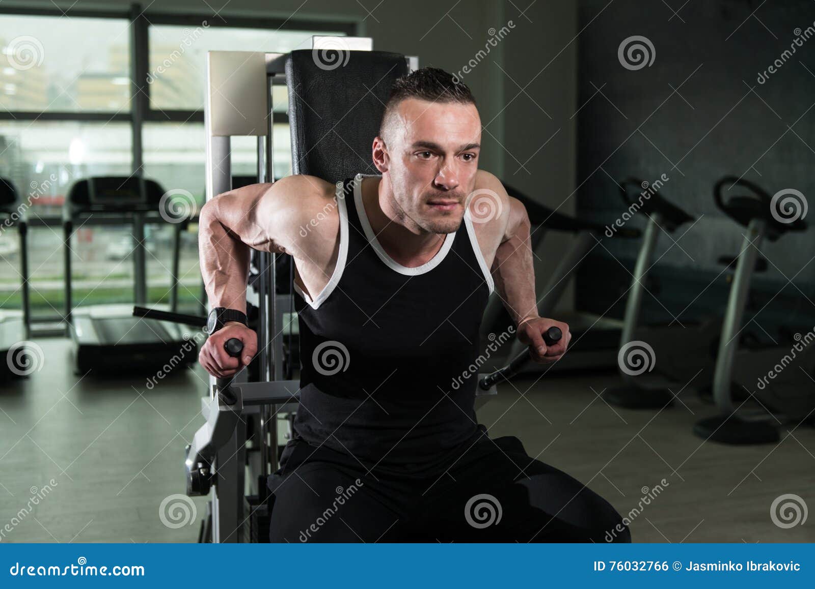 Triceps Exercises on a Machine Stock Photo - Image of caucasian ...
