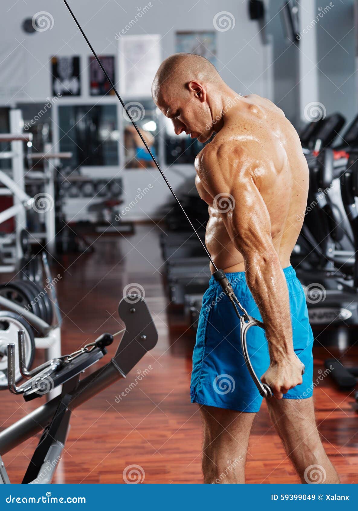 Triceps Workout at a Cable Machine Stock Image - Image of exercising ...