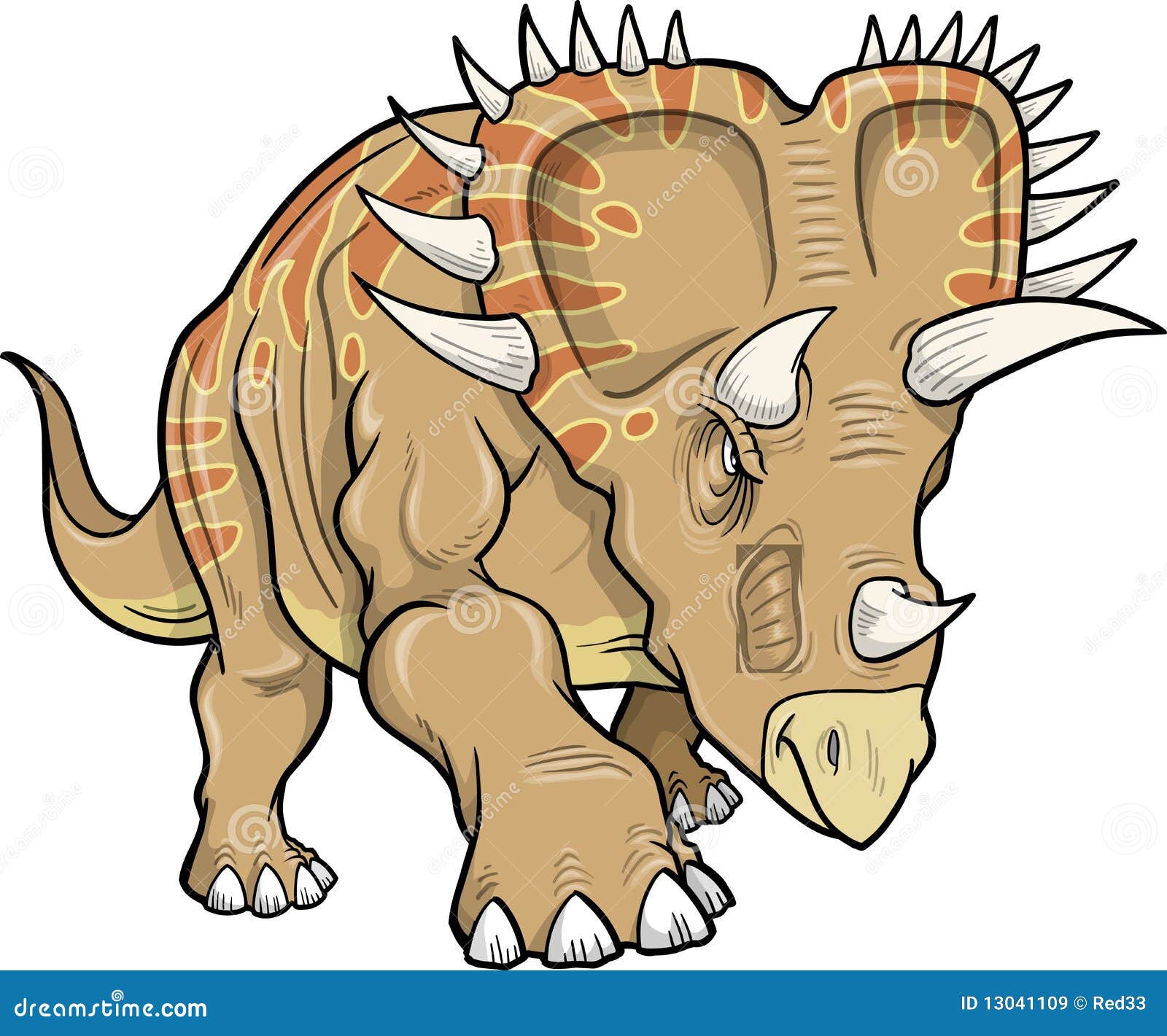 Triceratops Dinosaur Coloring Book Page Vector Illustration ...