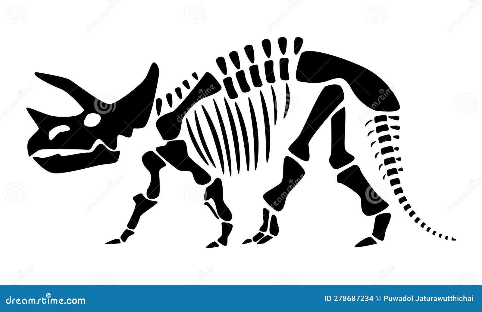 Triceratops Skeleton, Illustration, Drawing, Engraving, Ink, Line Art ...