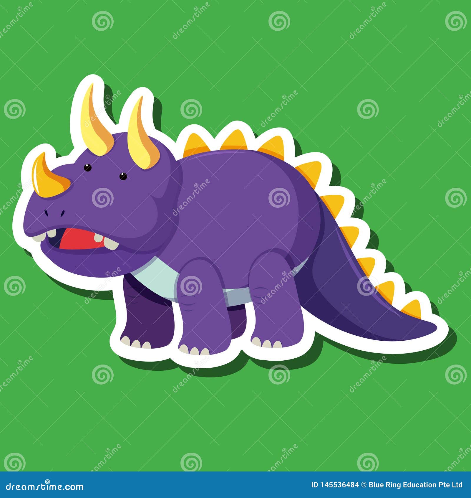 A Triceratops Sticker Character Stock Vector - Illustration of cartoon ...