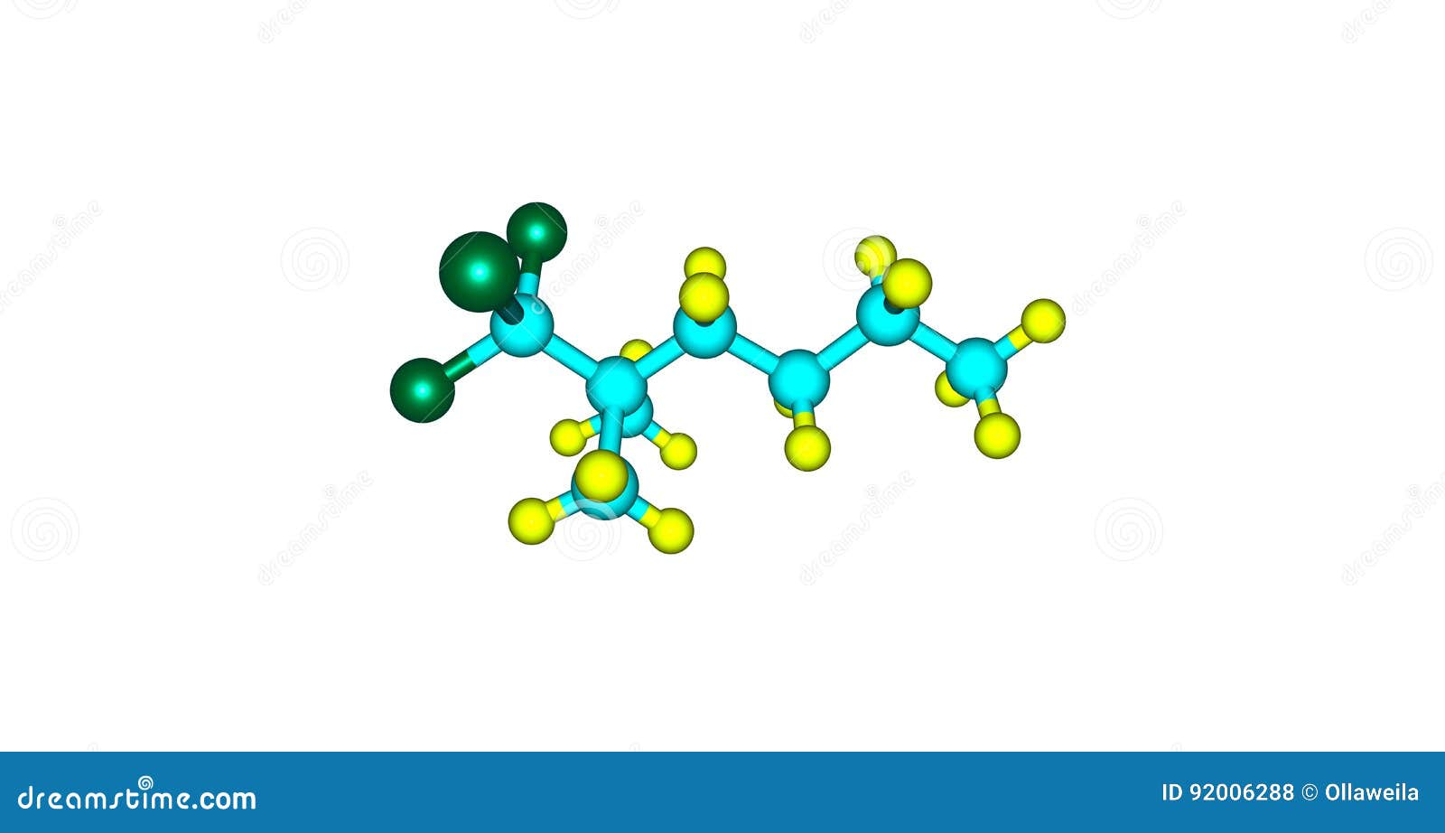 1,1,1-Trichloro-2,2-dimethylhexane Molecular Structure Isolated on ...