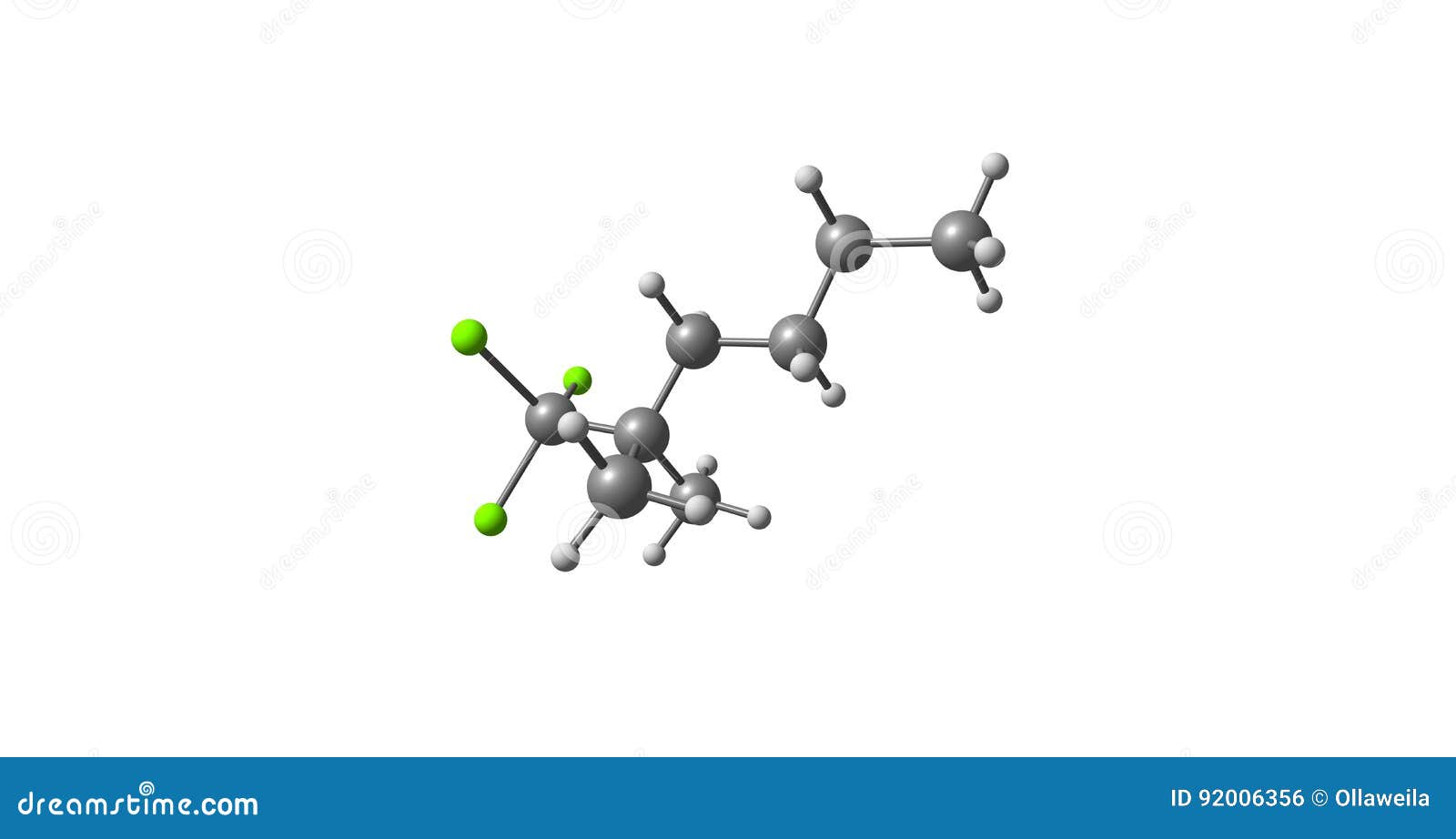 1,1,1-Trichloro-2,2-dimethylhexane Molecular Structure Isolated on ...