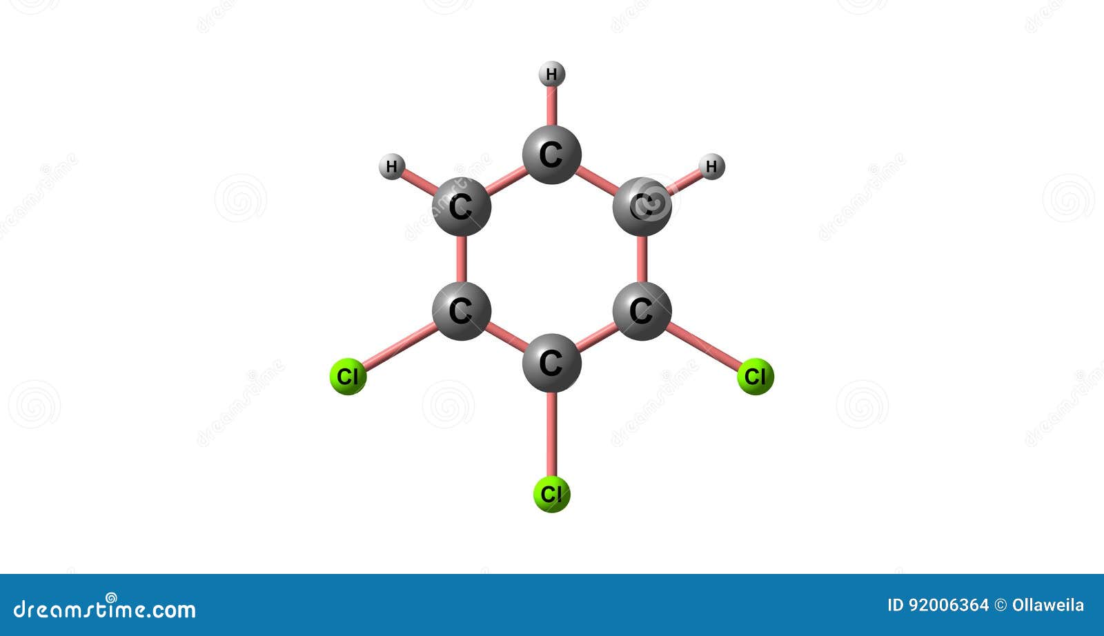 1,2,3-Trichlorobenzene Molecular Structure Isolated on White Stock ...