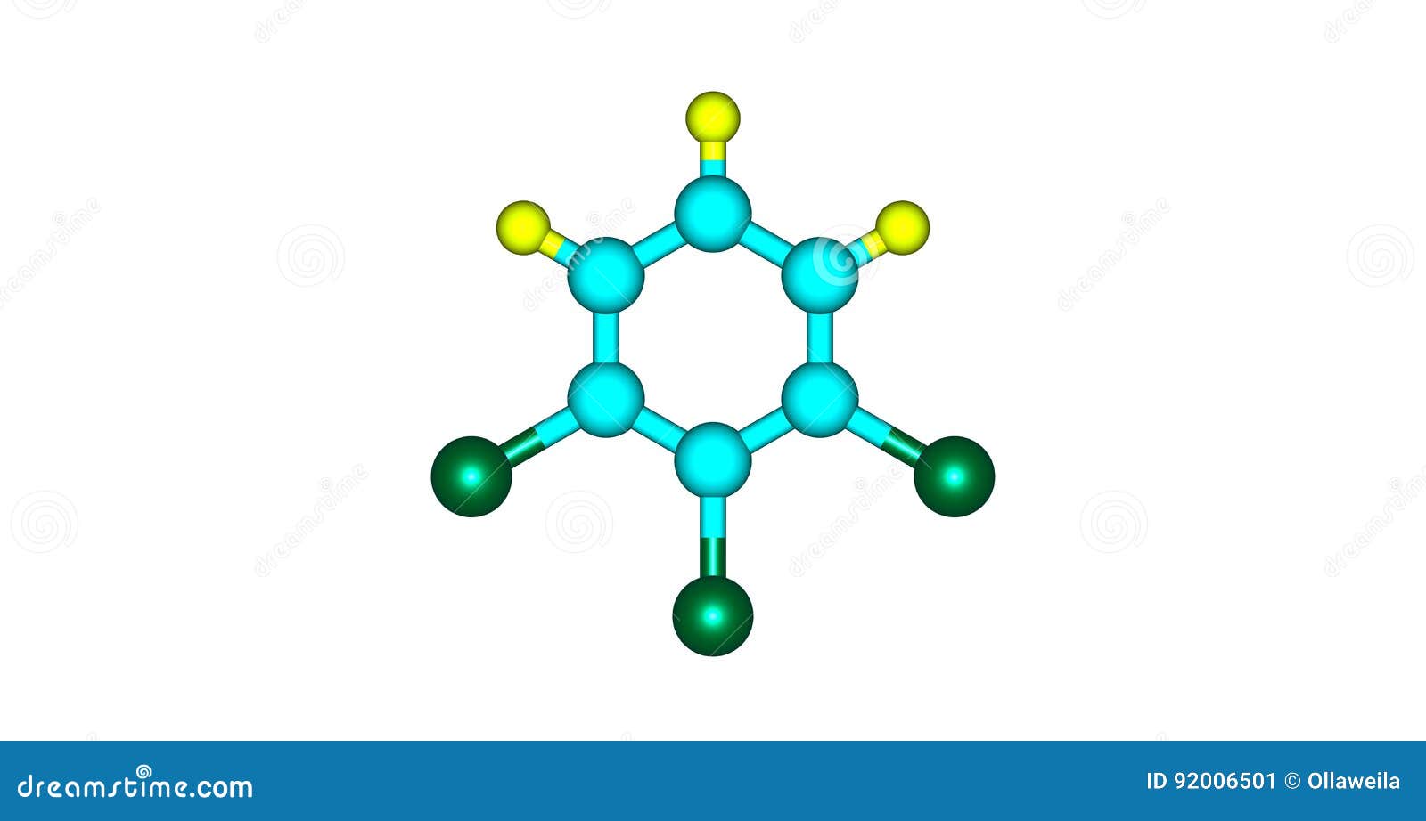 1,2,3-Trichlorobenzene Molecular Structure Isolated on White Stock ...