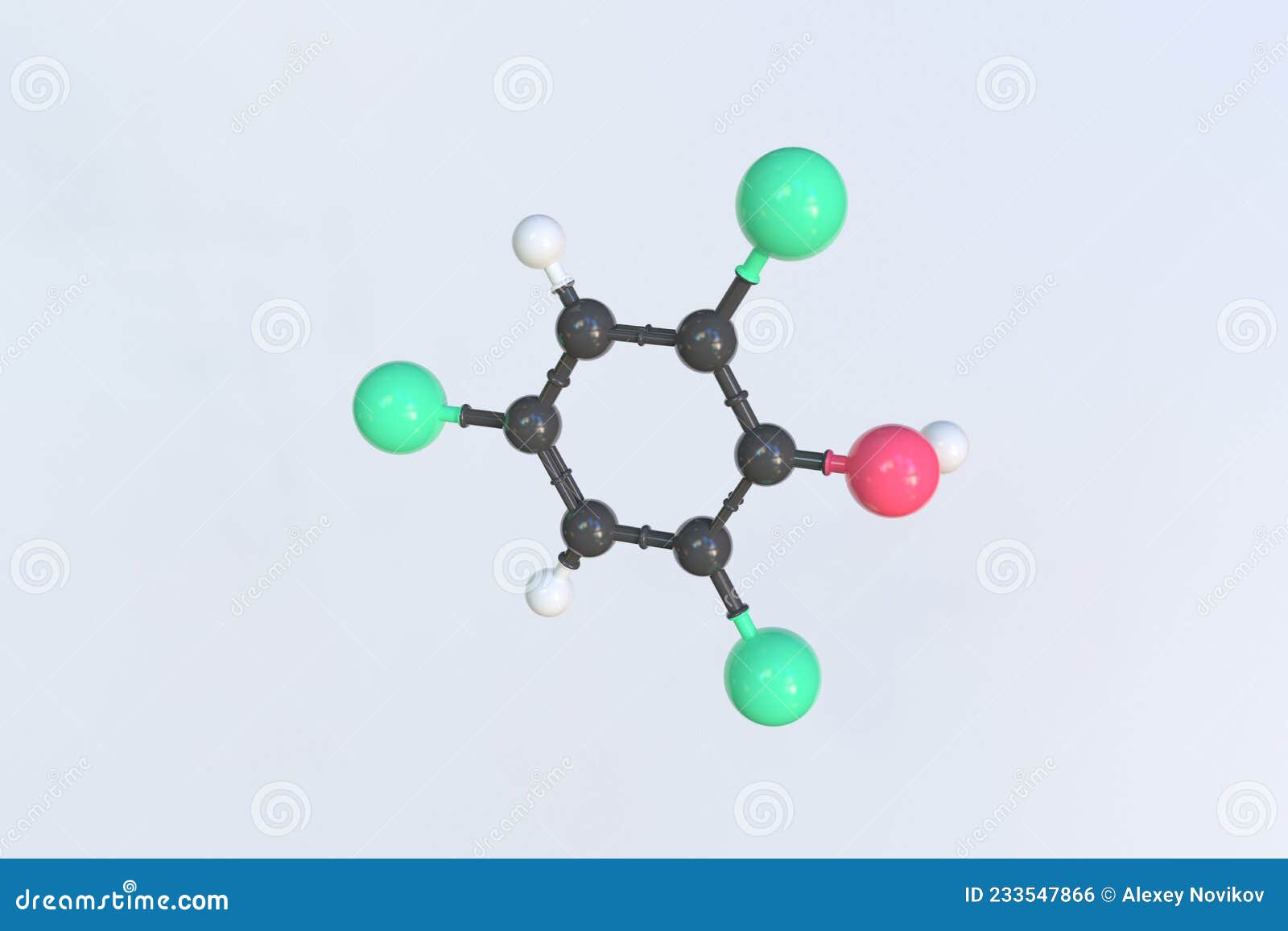 2,4,6-trichlorophenol Molecule, Isolated Molecular Model. 3D Rendering ...
