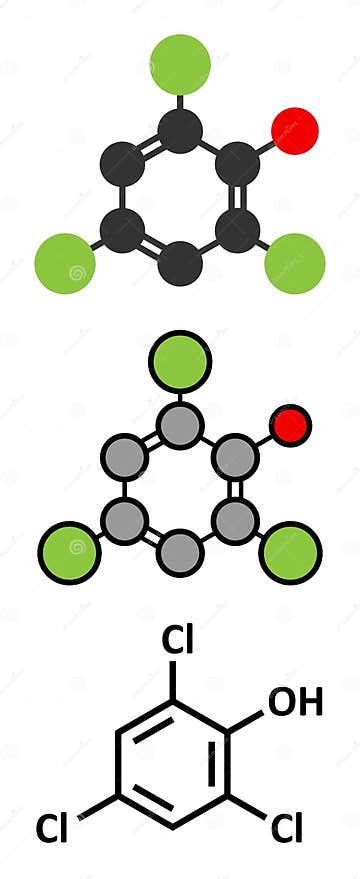 Trichlorophenol (TCP, 2,4,6-trichlorophenol) Molecule Stock Vector ...