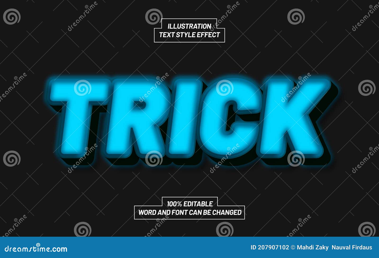 Trick 3D Bold Text Style Effect Stock Vector - Illustration of adobe ...