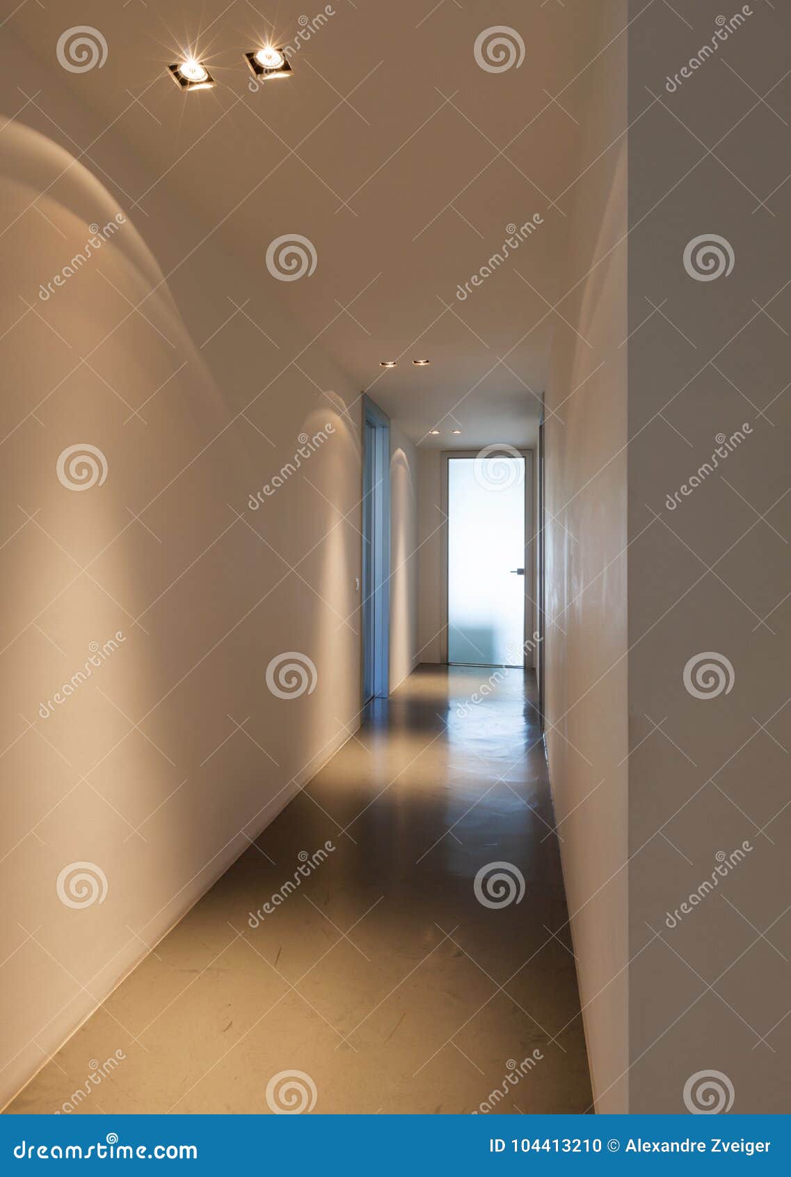 Trick of Light in White Corridor Stock Photo - Image of hallway ...