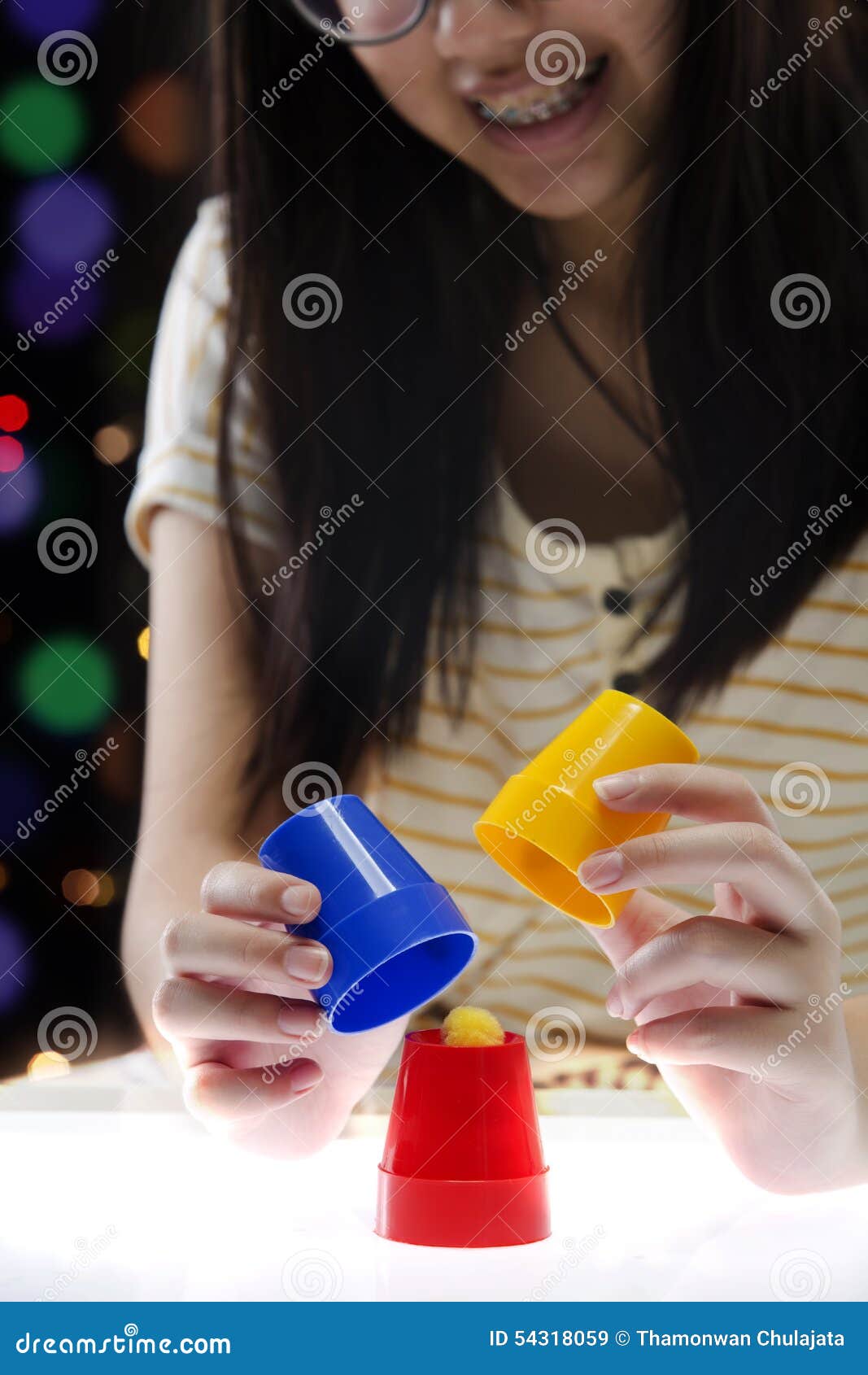 Trick with three cups stock image. Image of magic, occult - 54318059