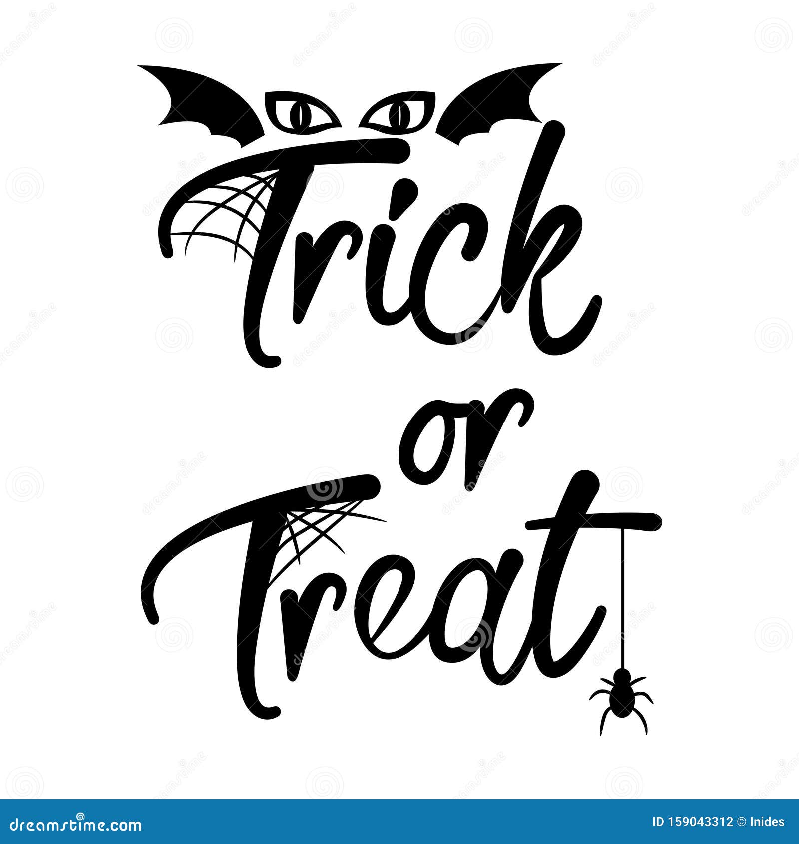 Trick Or Treat Halloween Text Tshirt Illustration Stock Vector Illustration Of Happy