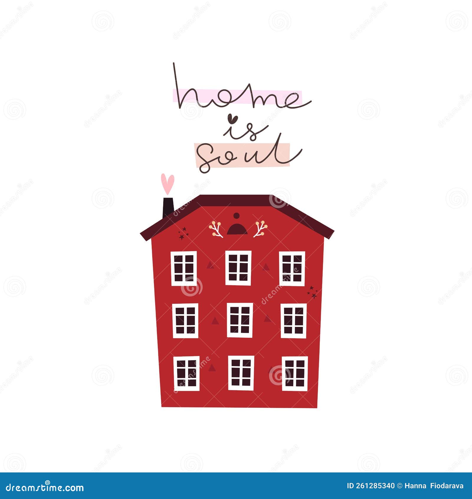 Home is Soul. Cartoon House, Hand Drawing Lettering, Decor Elements ...