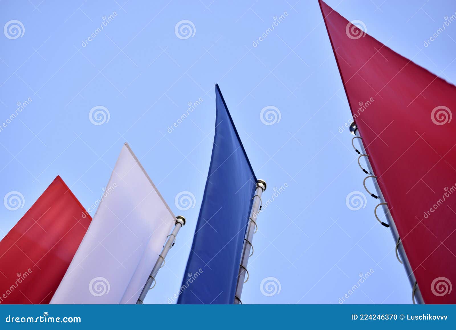 Tricolor Flags on the Square are Red White and Blue Stock Photo - Image ...