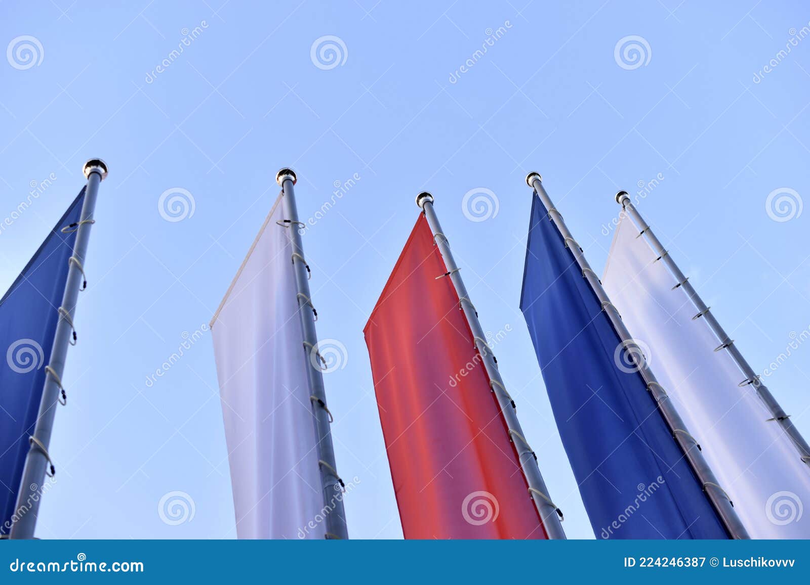 Tricolor Flags on the Square are Red White and Blue Stock Image - Image ...