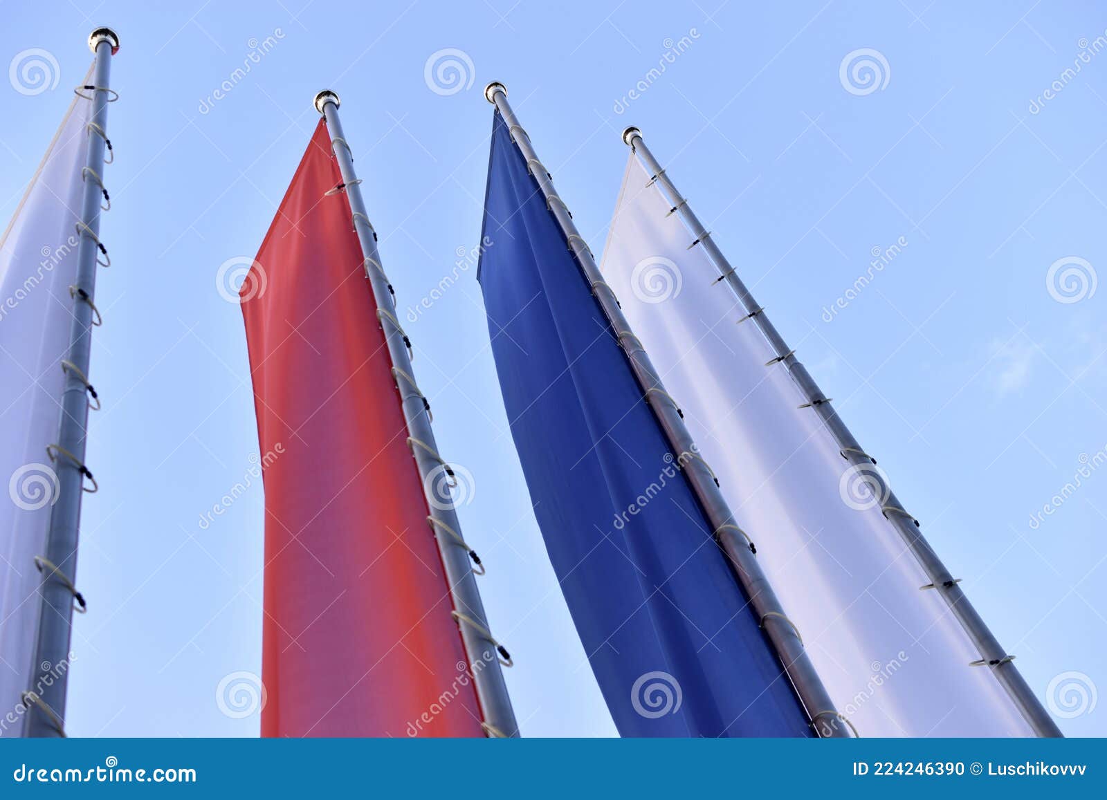 Tricolor Flags on the Square are Red White and Blue Stock Photo - Image ...