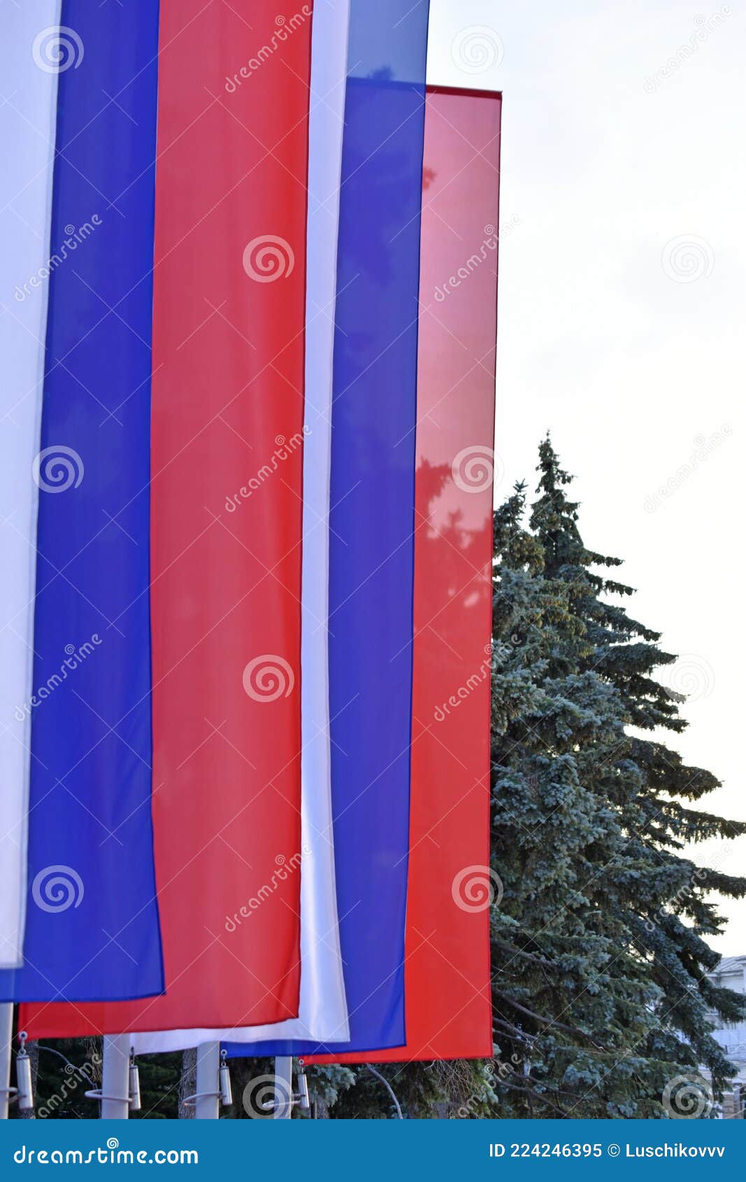 Tricolor Flags on the Square are Red White and Blue Stock Image - Image ...