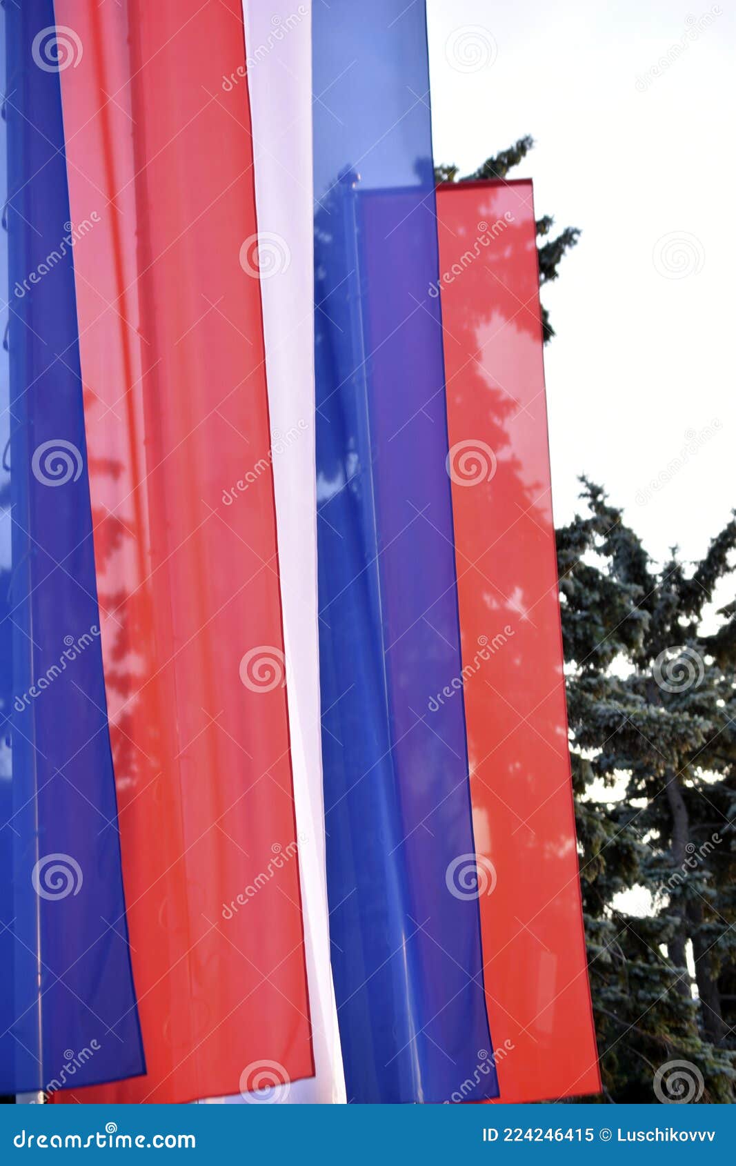 Tricolor Flags on the Square are Red White and Blue Stock Image - Image ...
