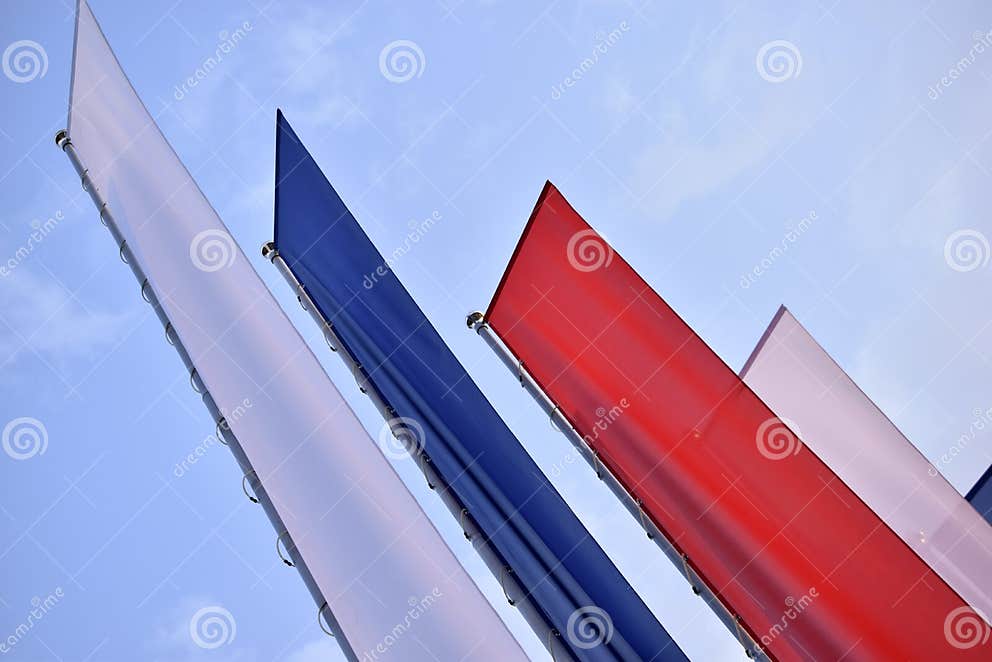 Tricolor Flags on the Square are Red White and Blue Stock Photo - Image ...
