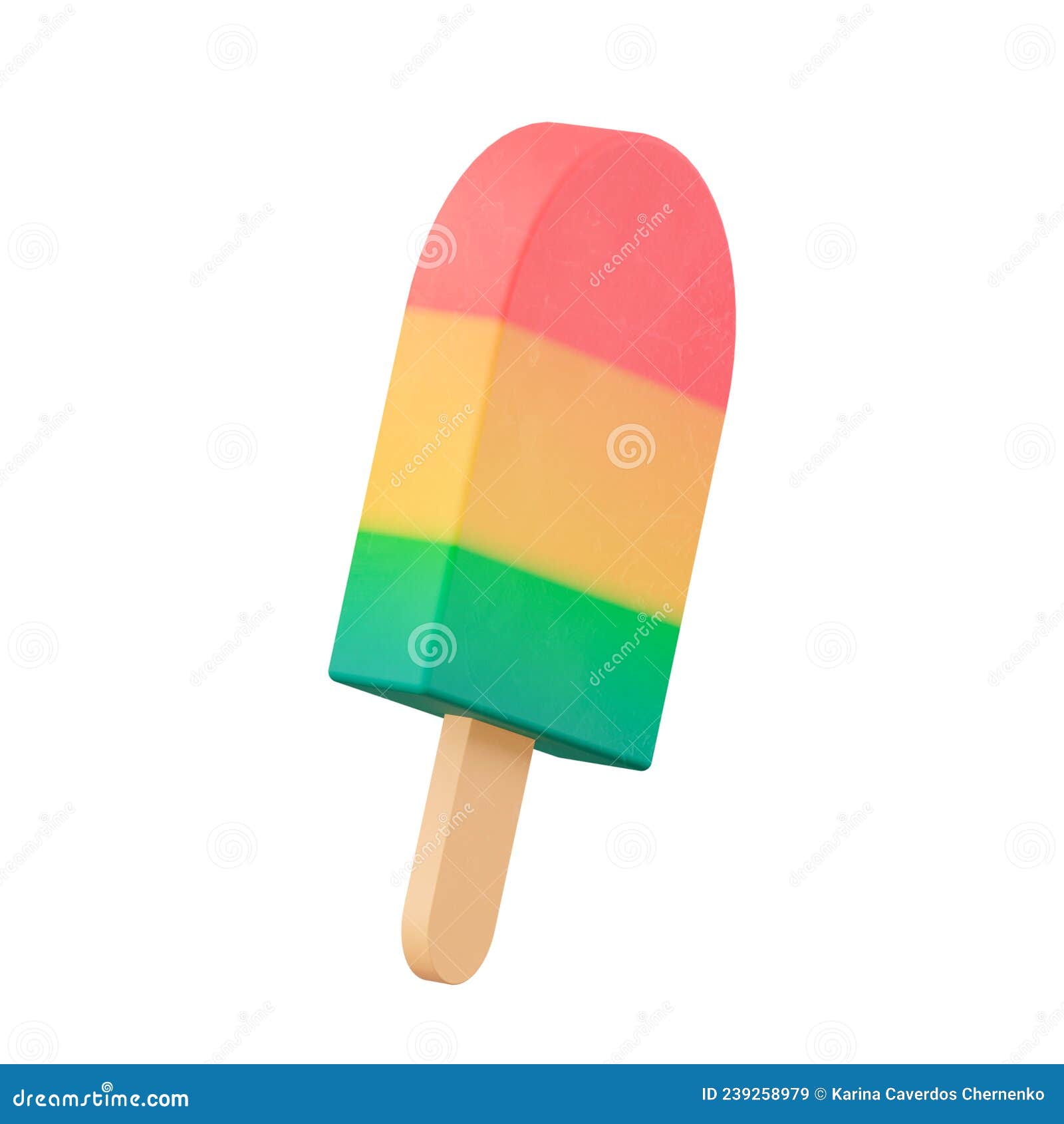 Tricolor Ice Cream Popsicle. 3D Rendering Stock Illustration ...